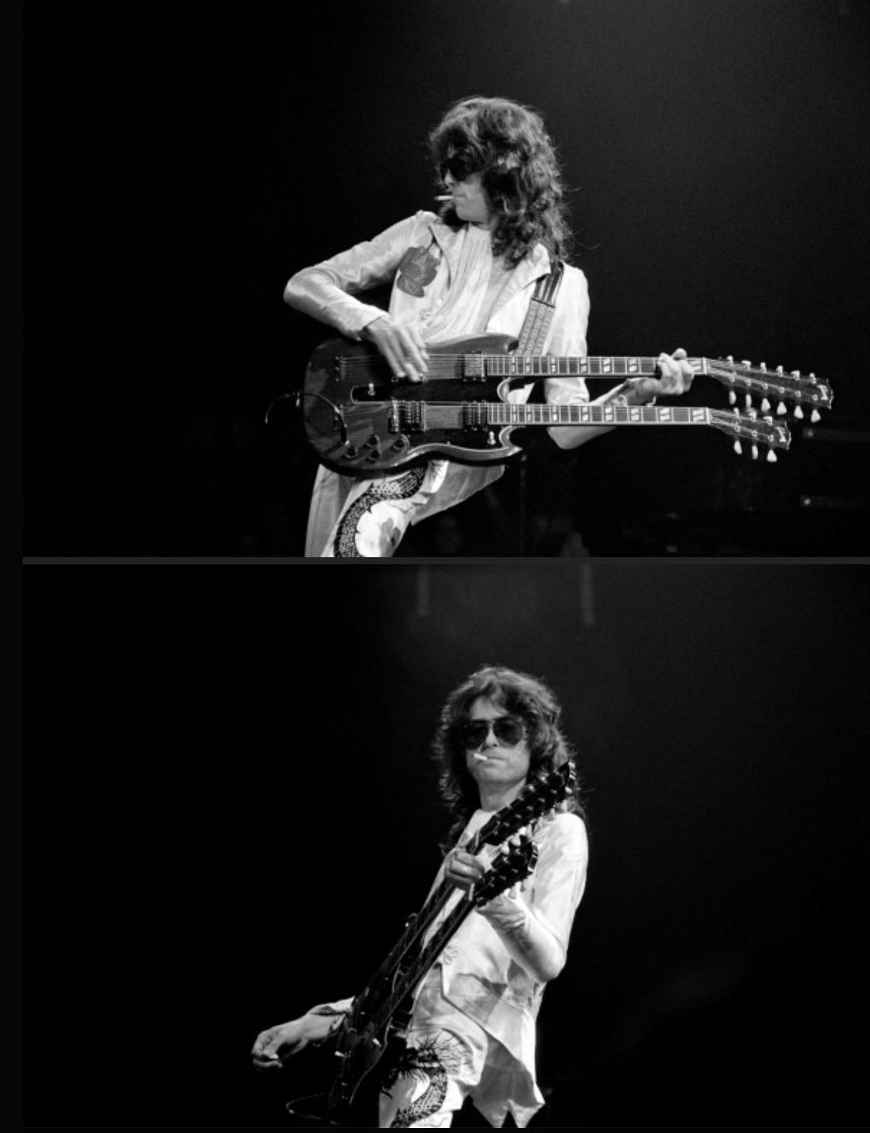 Led Zeppelin on stage at Tampa Stadium In Florida, 1977. Rain washed out the concert after 20 ...