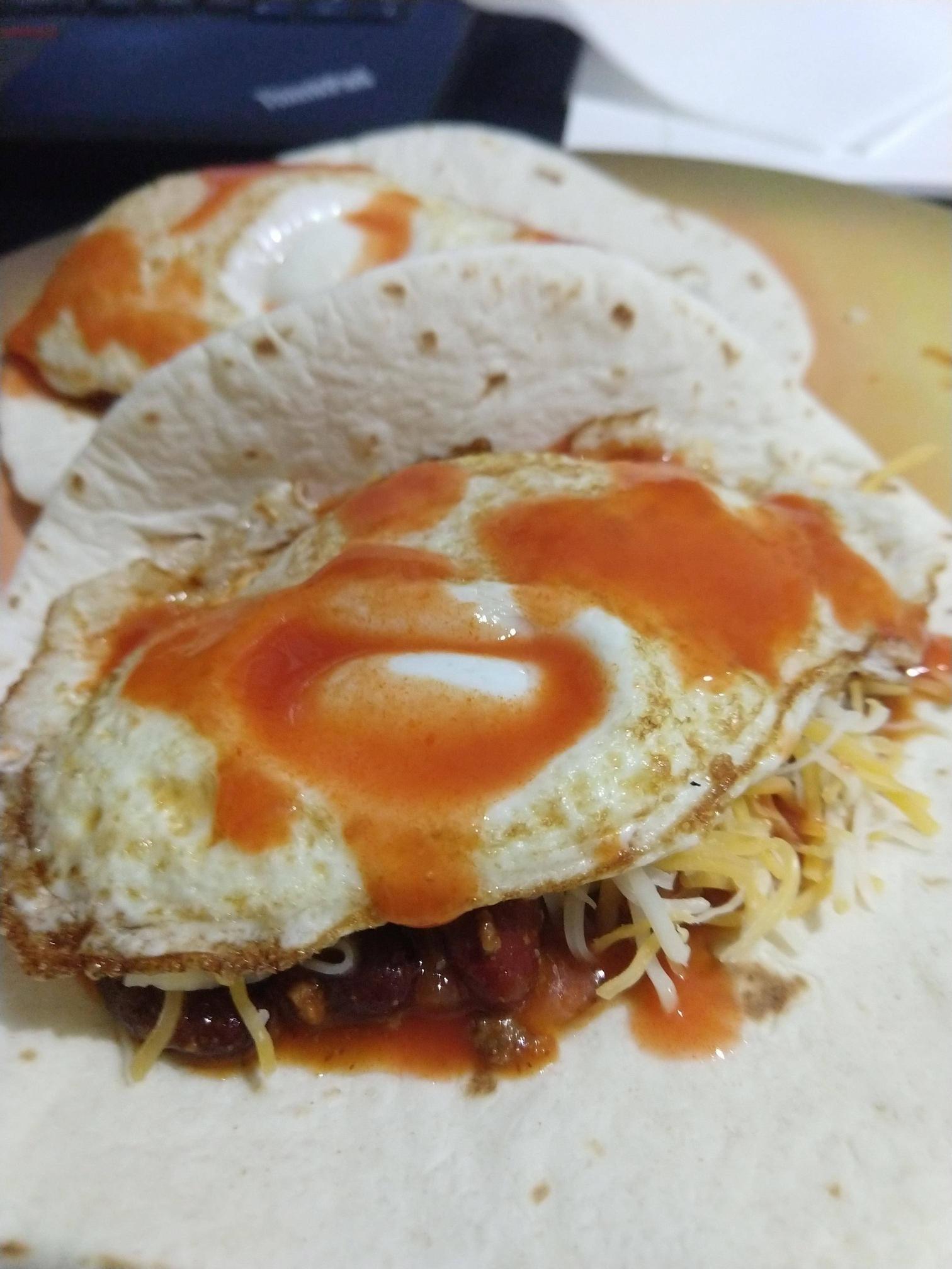 Leftover chili + leftover tortillas = breakfast tacos | Scrolller