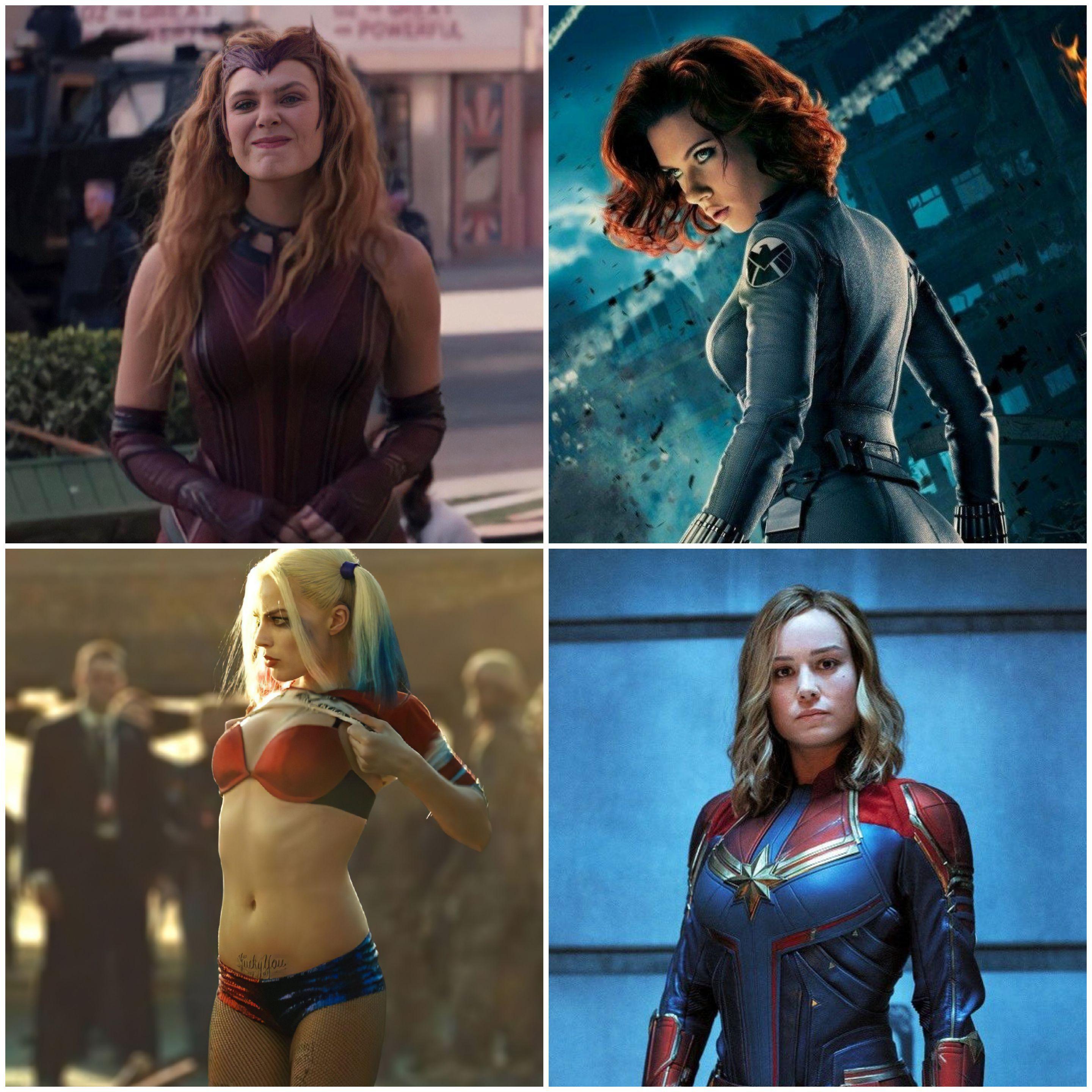 Let's stroke to superhero babes like Elizabeth Olsen/Scarlet Witch, Margot Robbie/Harley Quinn ...