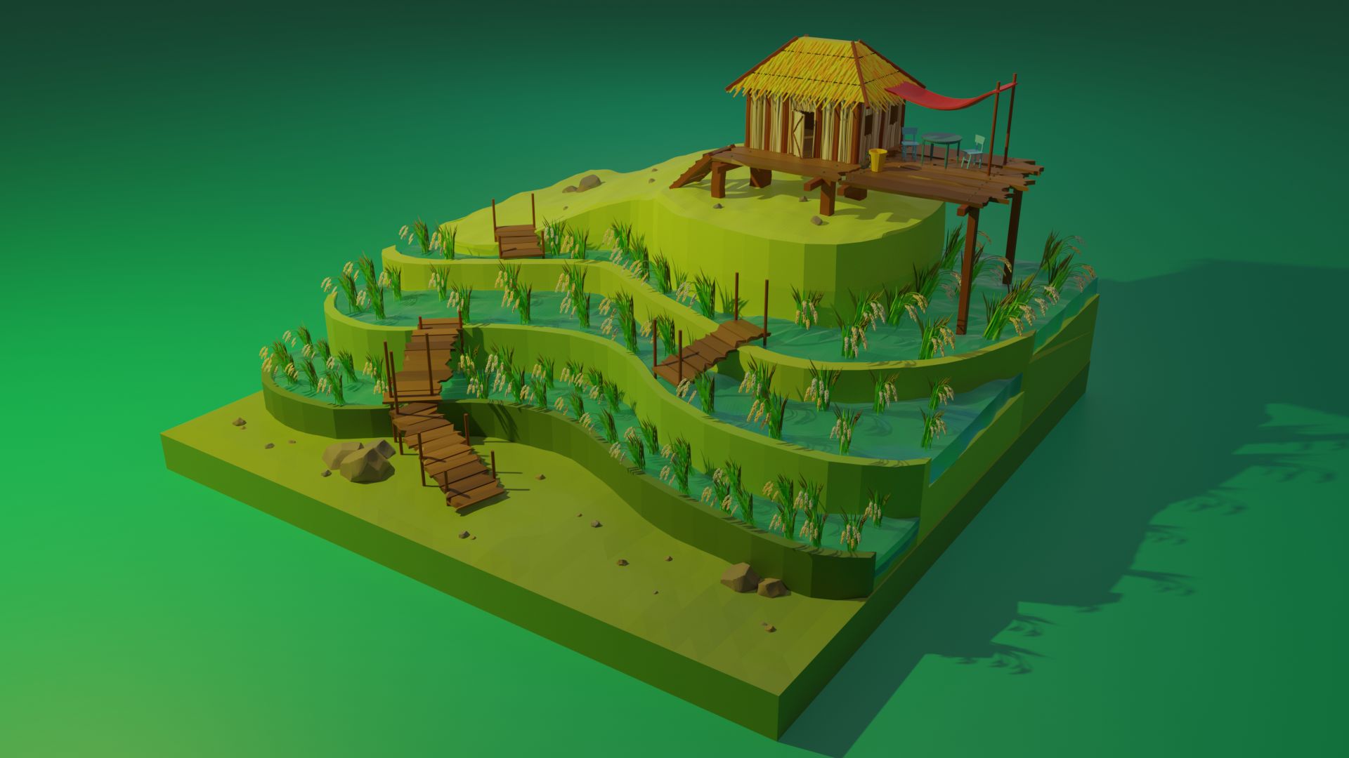 Little low Poly ricefield iade in blender. | Scrolller