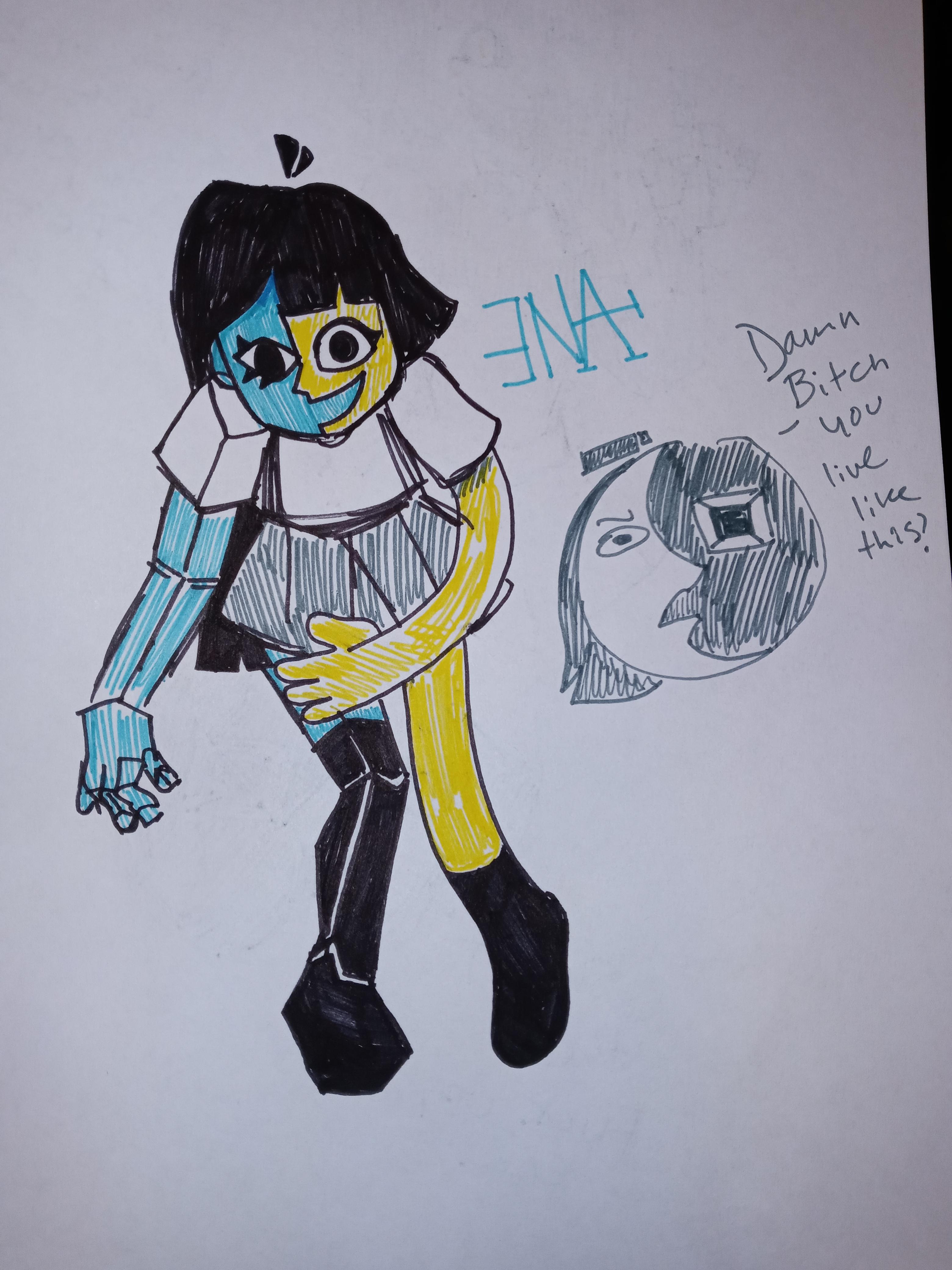 little pen sketch of ena and moony | Scrolller