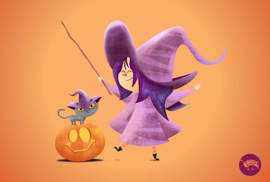 Little witch with her cat Affinity Designer + Affinity Photo | Scrolller