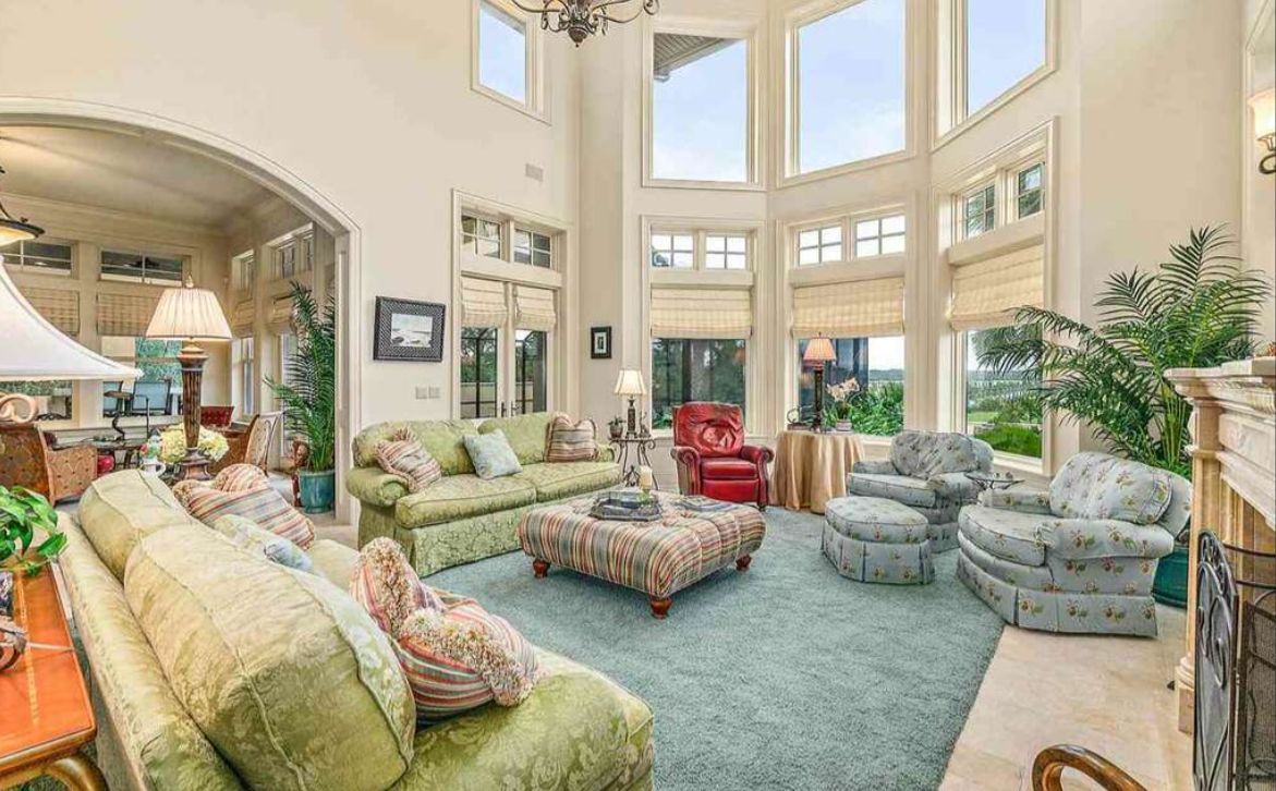 Living Room with Massive Paneless "Bay" Window Layout in St. Augustine ...
