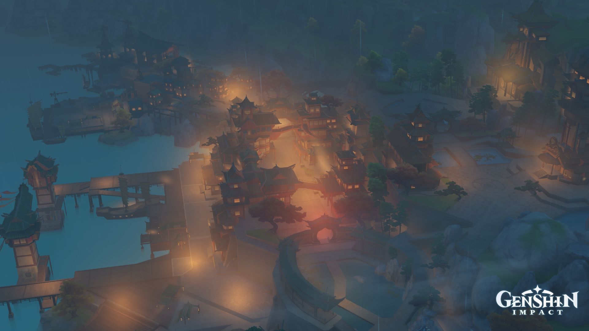 Liyue on a rainy night | Scrolller