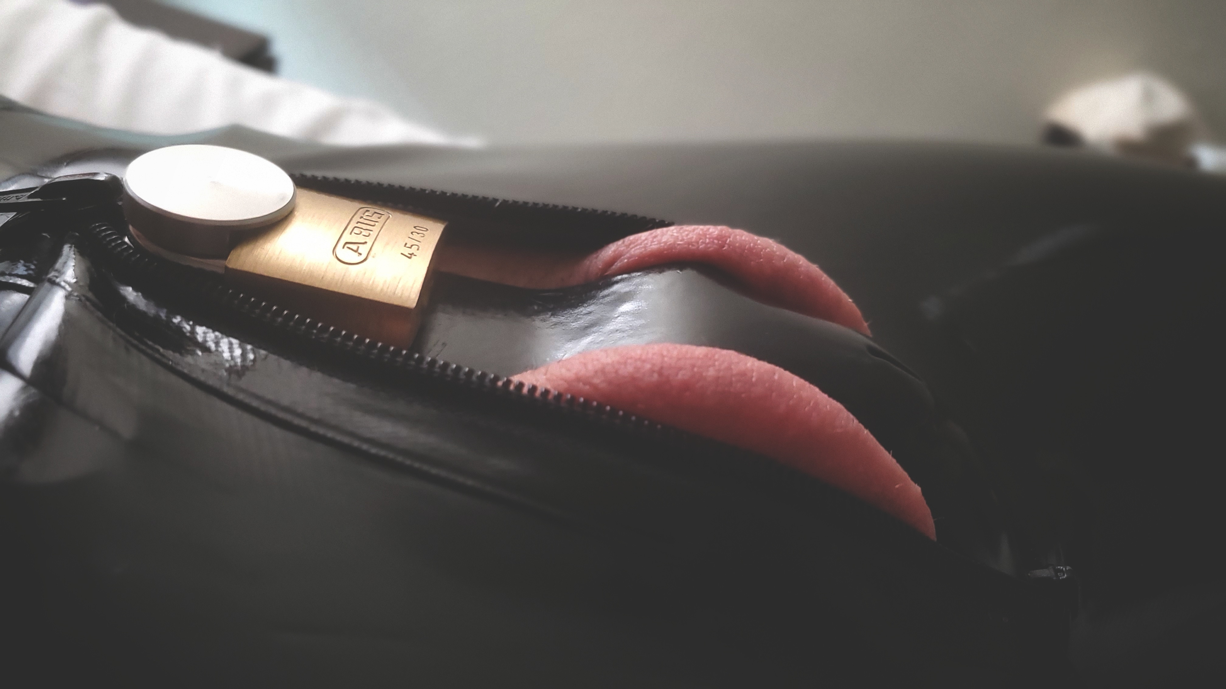 Locked in a full belt, covered in rubber. No excape! | Scrolller