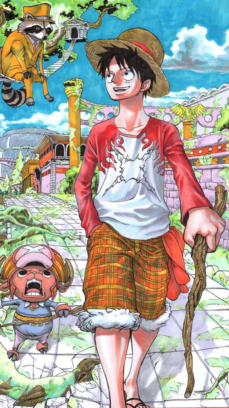 Luffy, Chopper and a raccoon. | Scrolller