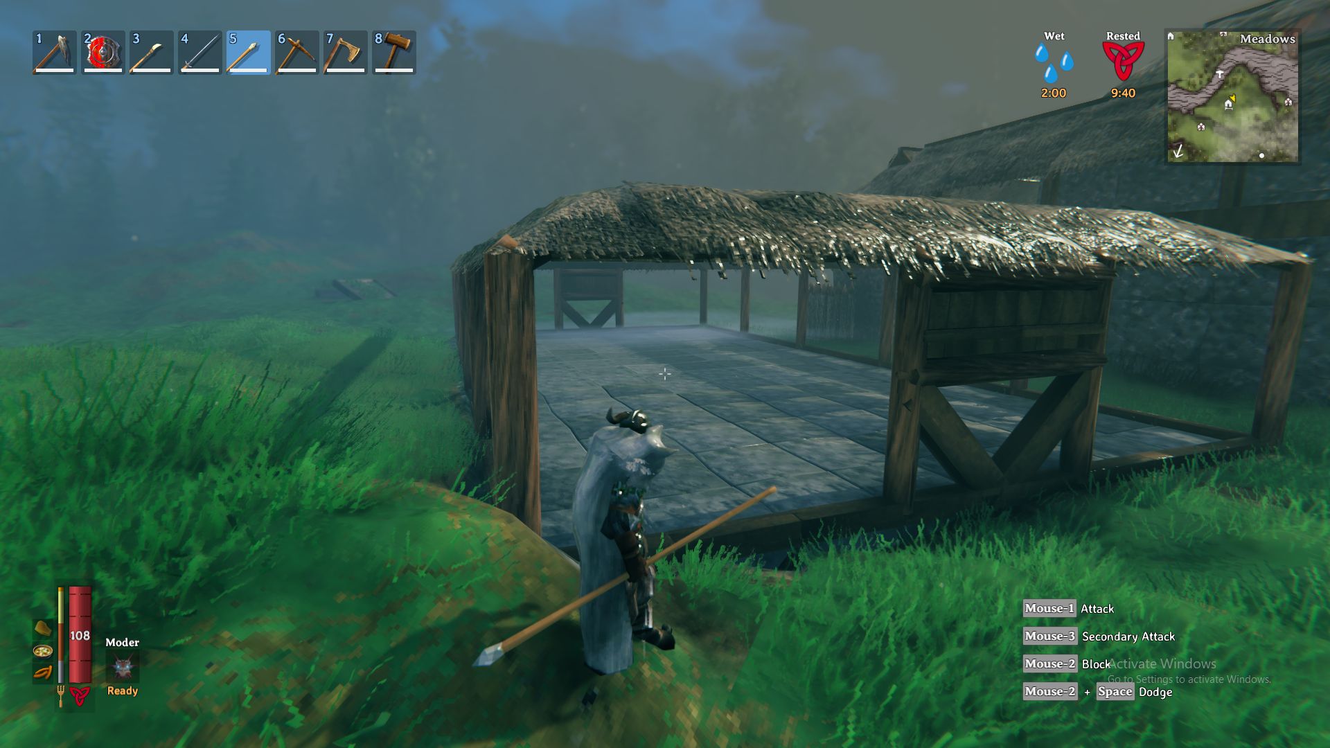 Made a court for a sport called Spearball. Throw the spear through the enemy triangle to score ...