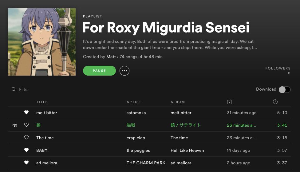 Made a Spotify playlist for Roxy Migurdia :) Hope you guys will like it | Scrolller
