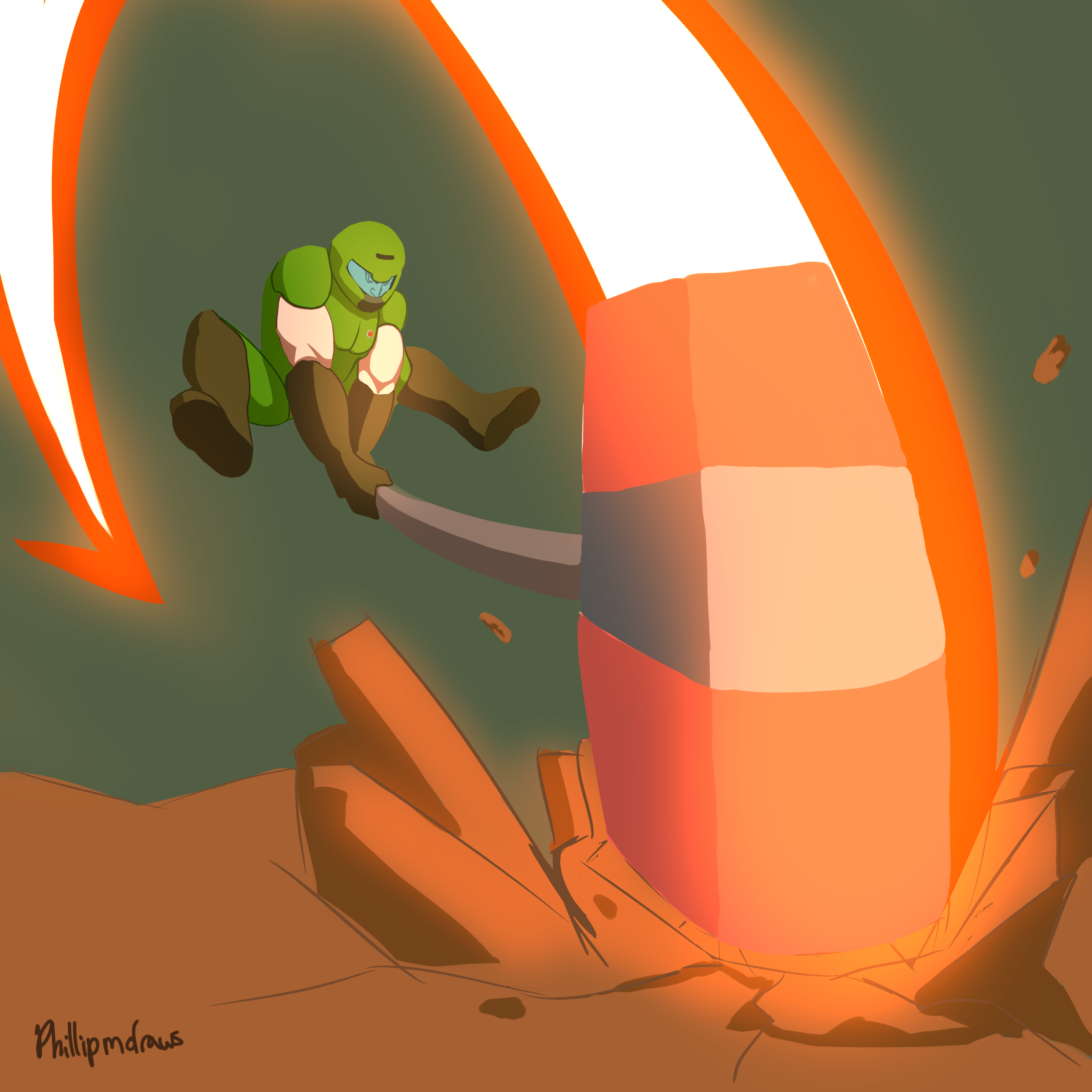 Made some art of Doom Slayer smashing | Scrolller