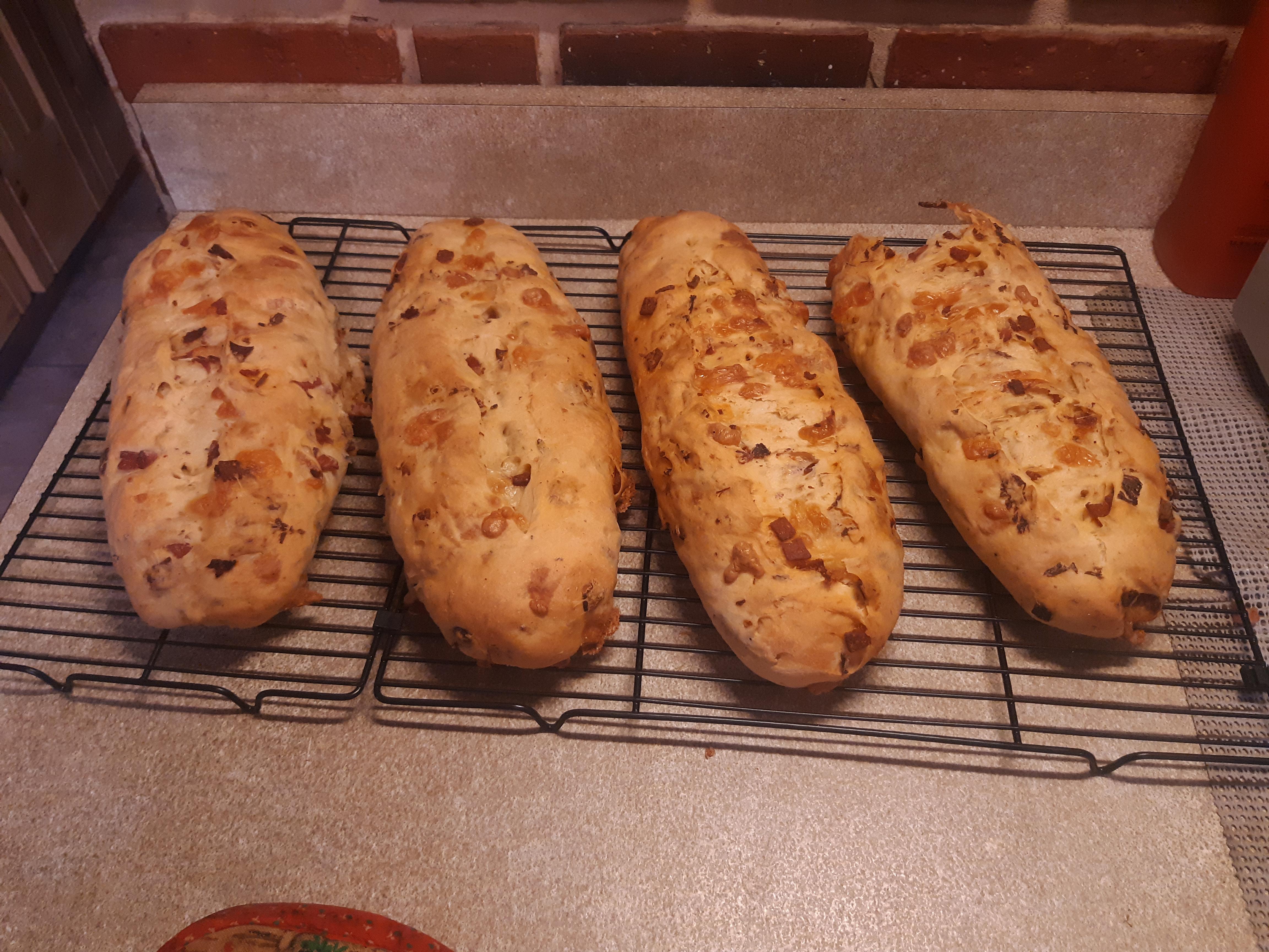 Made some prosciutto bread today excuse the short loaf on the right ravenous people in my ...