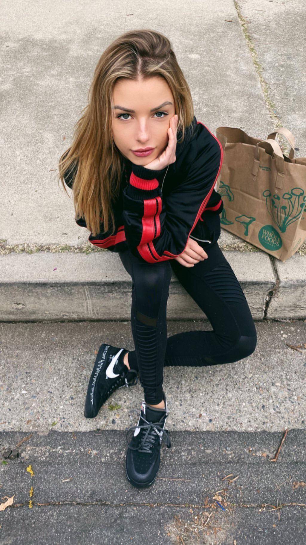 Madi Teeuws Black Jacket And Leggings Scrolller