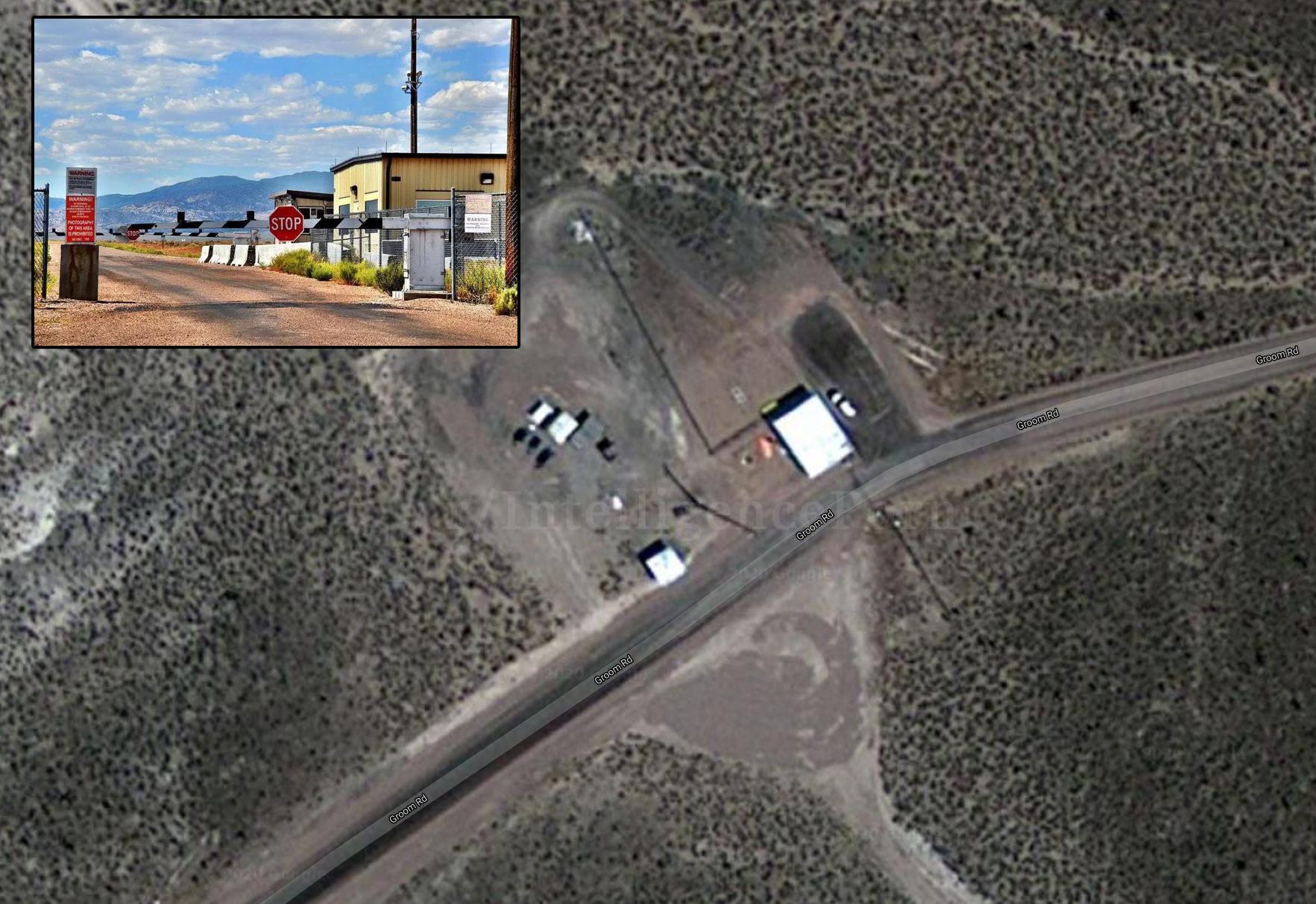 Main security gate to Area 51 [37°20'46.1"N 115°39'34.8"W] | Scrolller