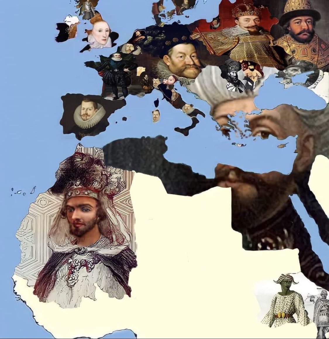 Map of different rulers and their approximate possessions in 1600. | Scrolller