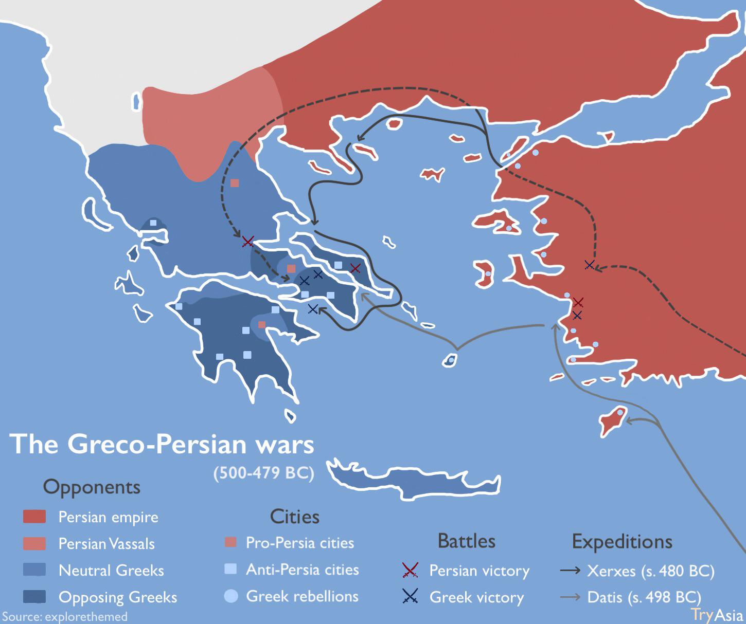 Map of the Greco-Persian wars | Scrolller