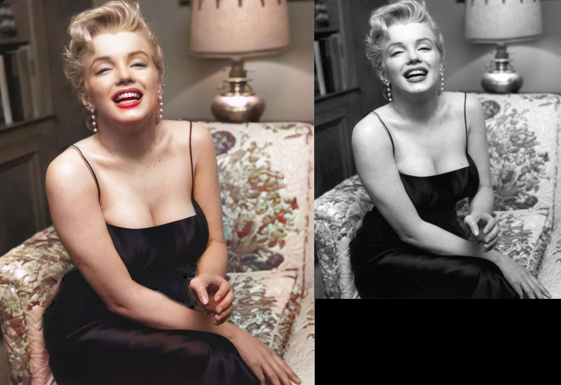 Marilyn B&W Original vs. Colorized | Scrolller