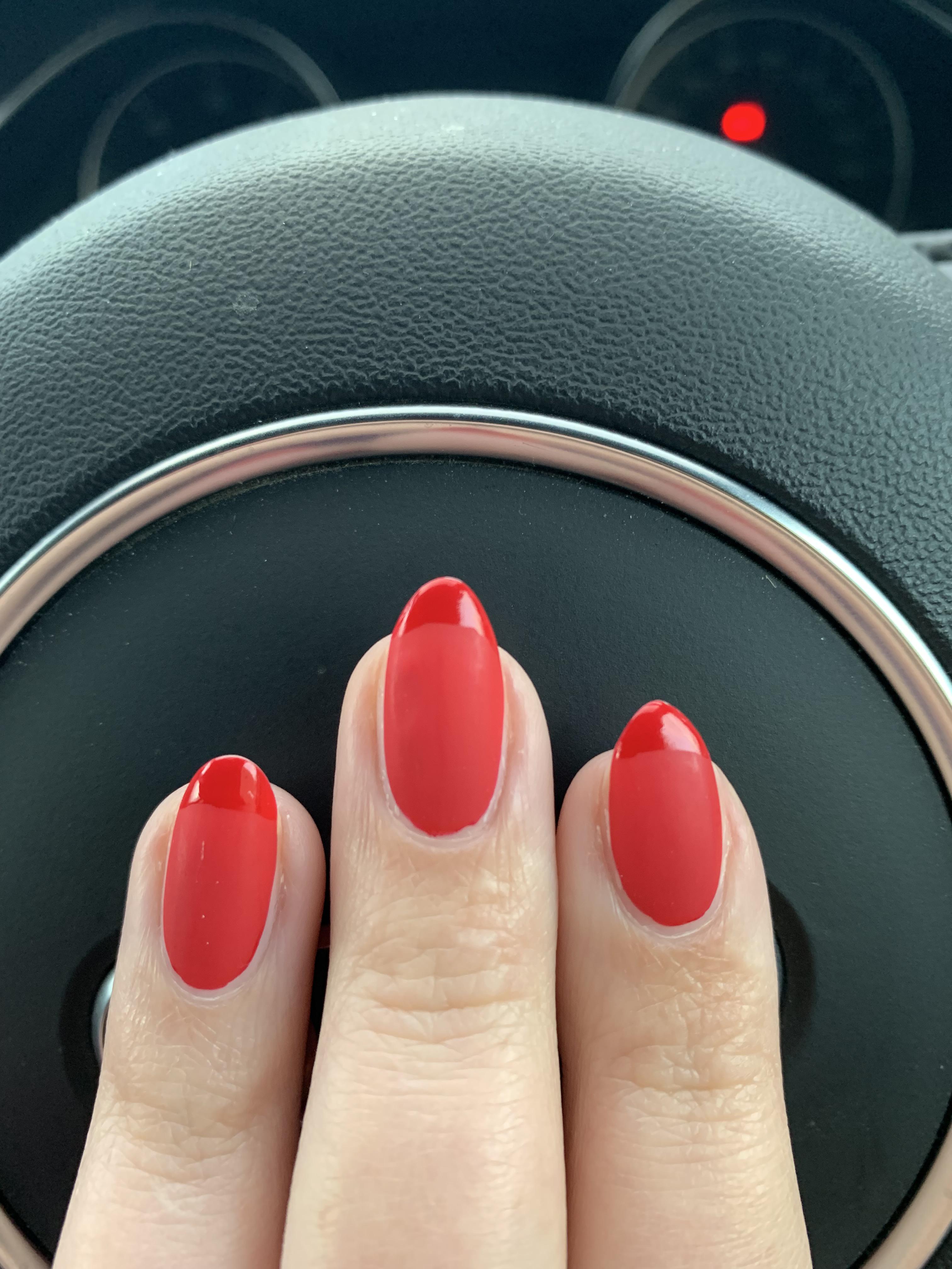 Matte red with gloss french tips | Scrolller