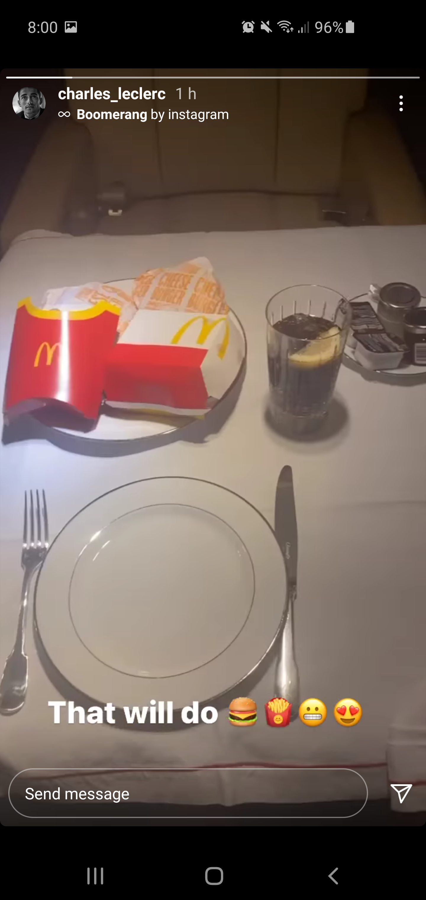 McDonald's with a knife and fork.. Charles enjoying his fine dining on onboard 🤣🤣 | Scrolller