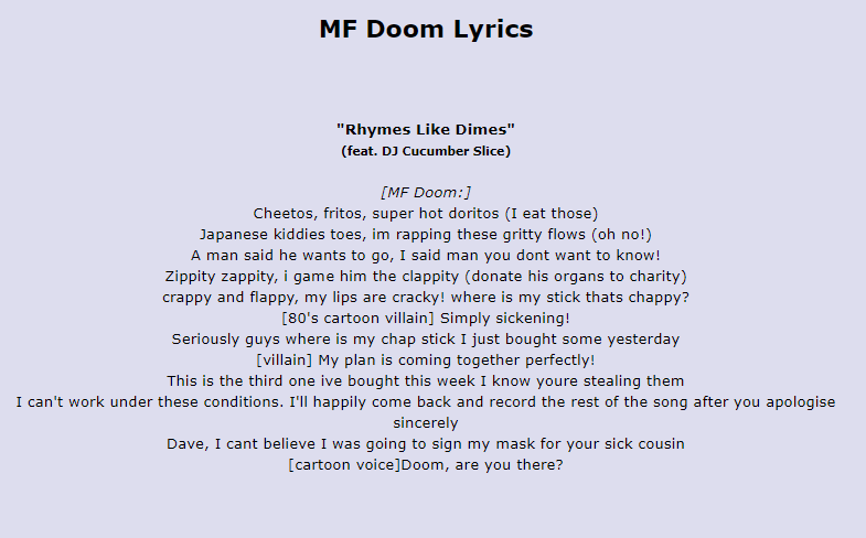 MF DOOM - Rhymes Like Dimes | Scrolller