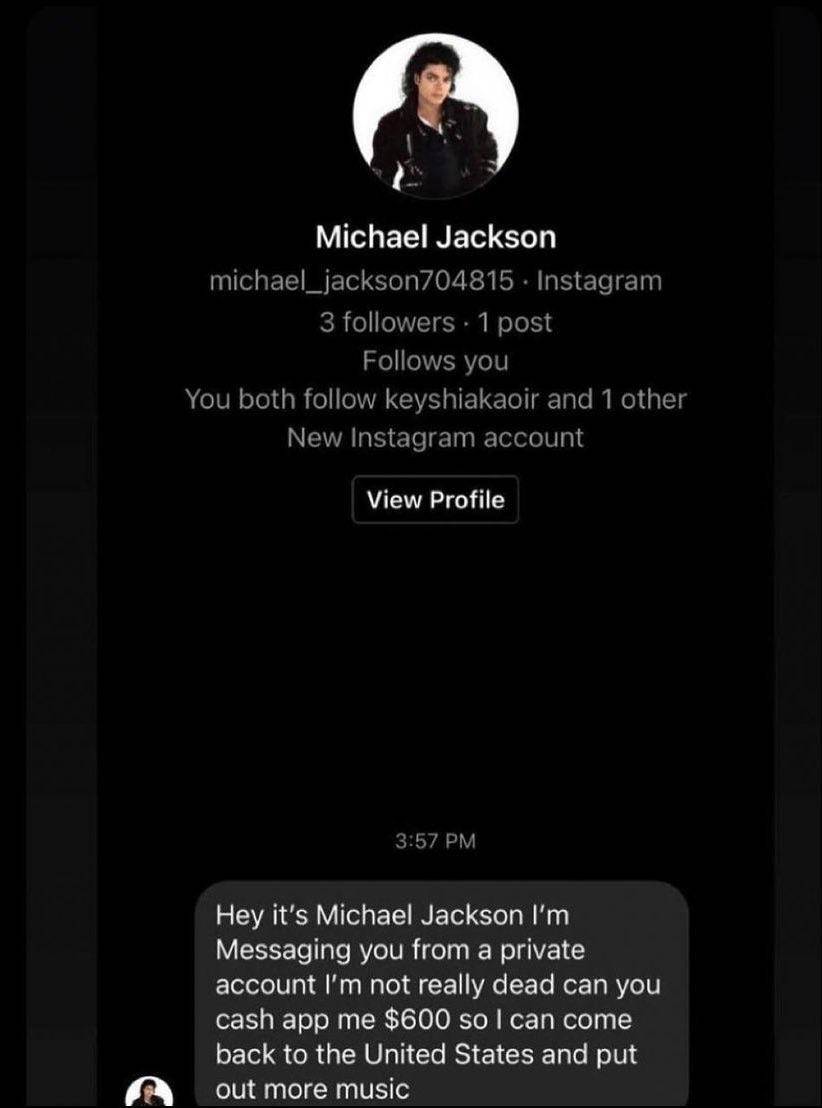 Michael Jackson scamming in the DM’s | Scrolller