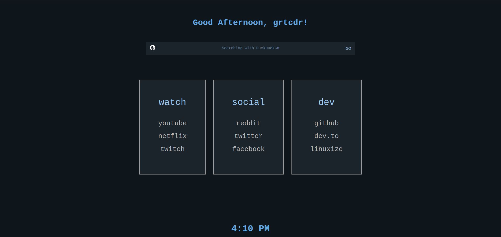 Minimal startpage with search engine selection | Scrolller