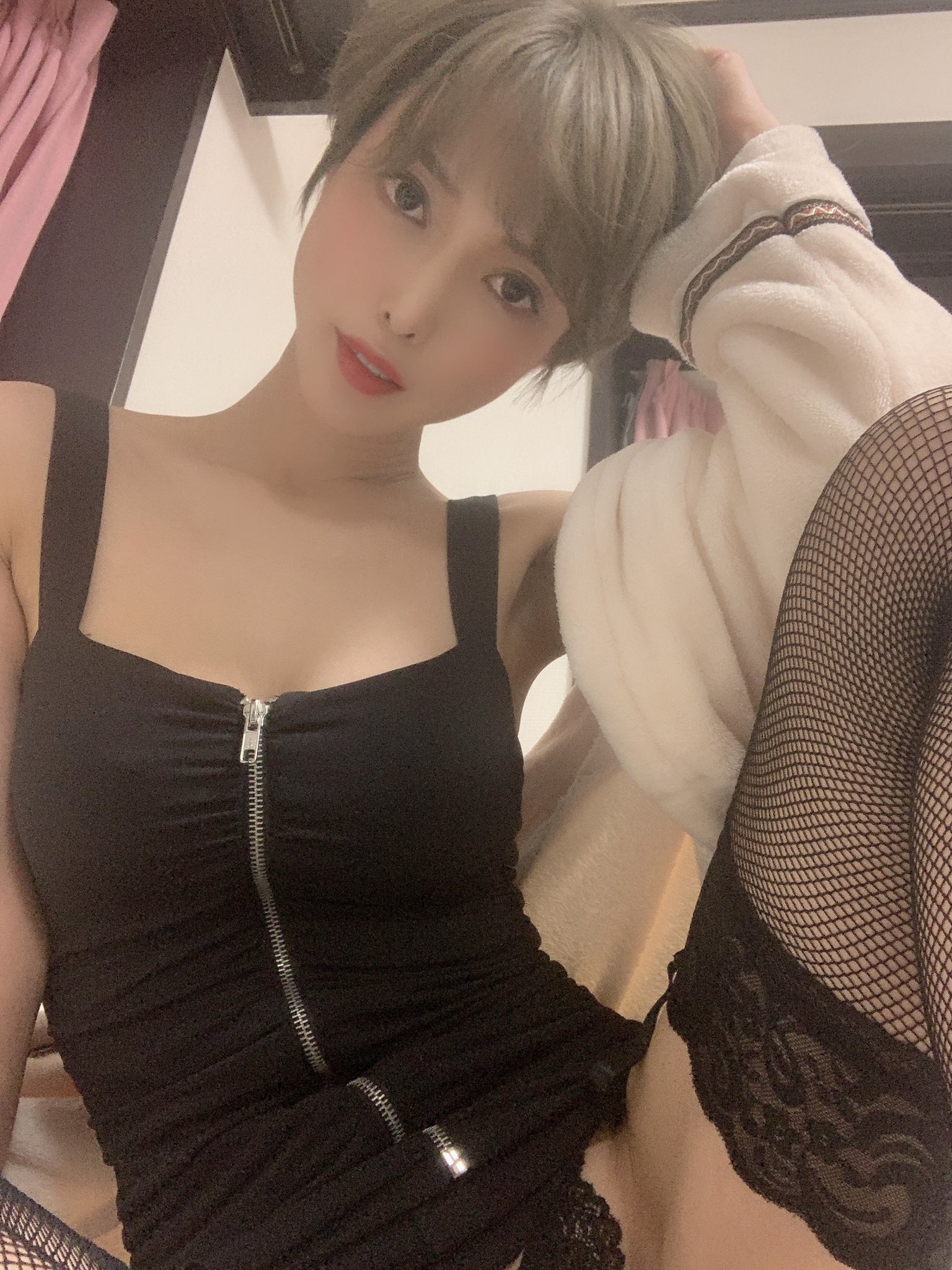 Mio Kimijima In Black With Zipper | Scrolller