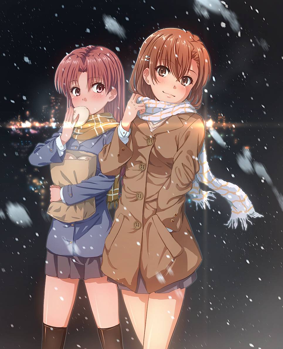 Misaka and Kuroko walking in snow | Scrolller