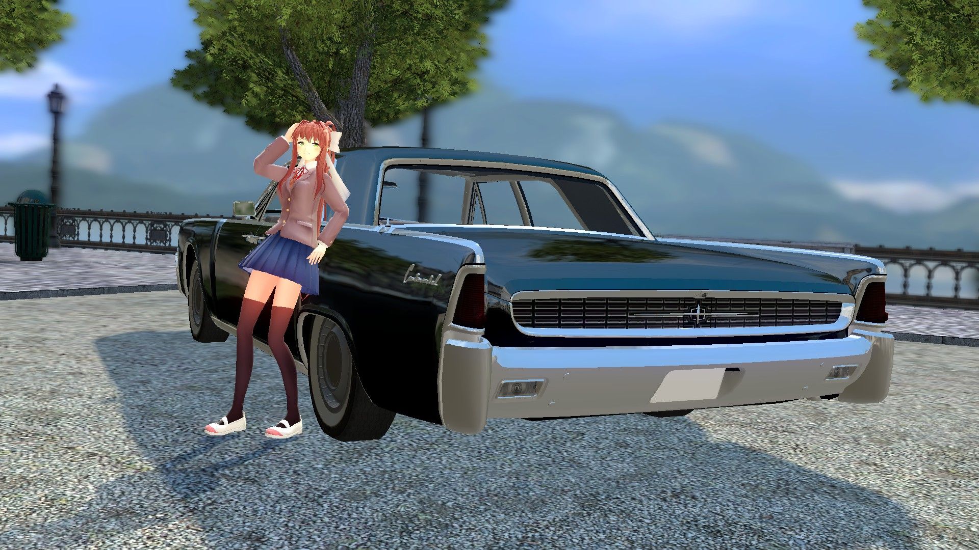 Monika posing with a 1962 Lincoln Continental. | Scrolller