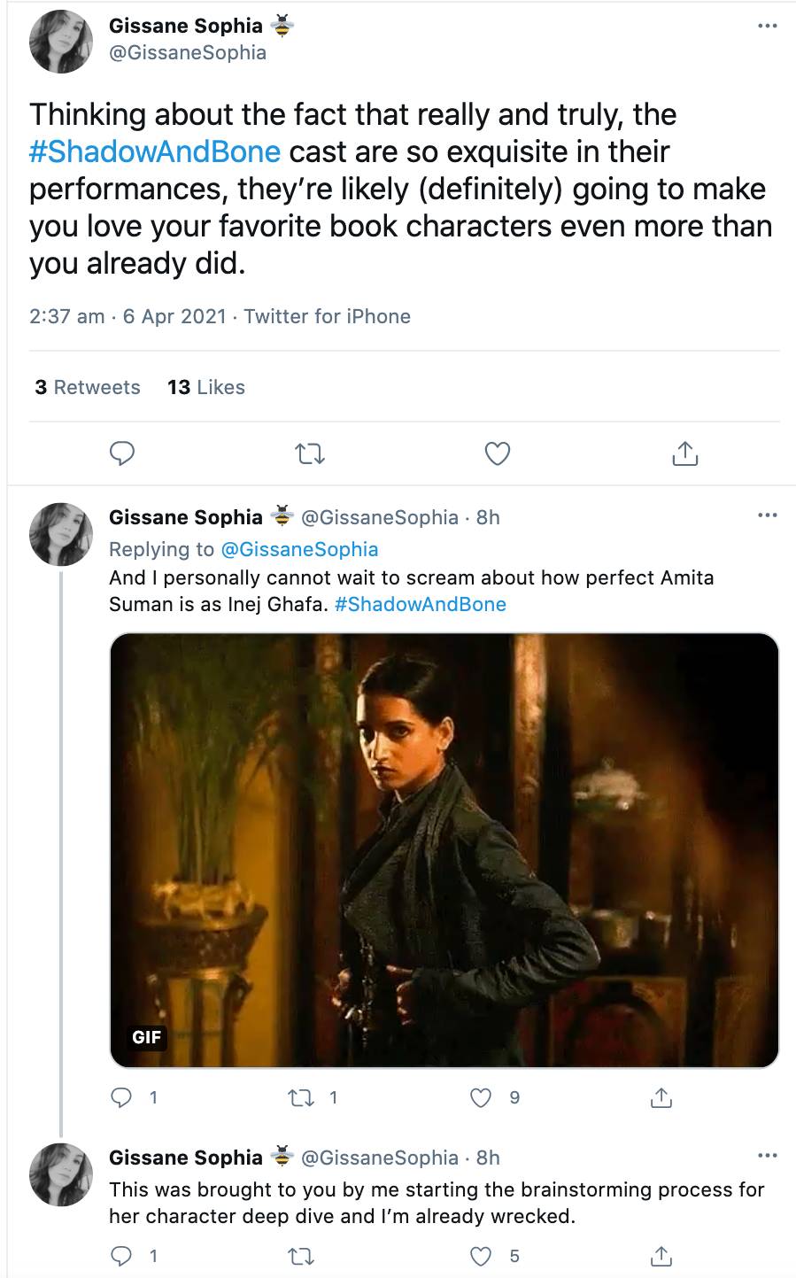 More praise from one of the screeners for the Shadow and Bone cast (especially Amita!!!) | Scrolller