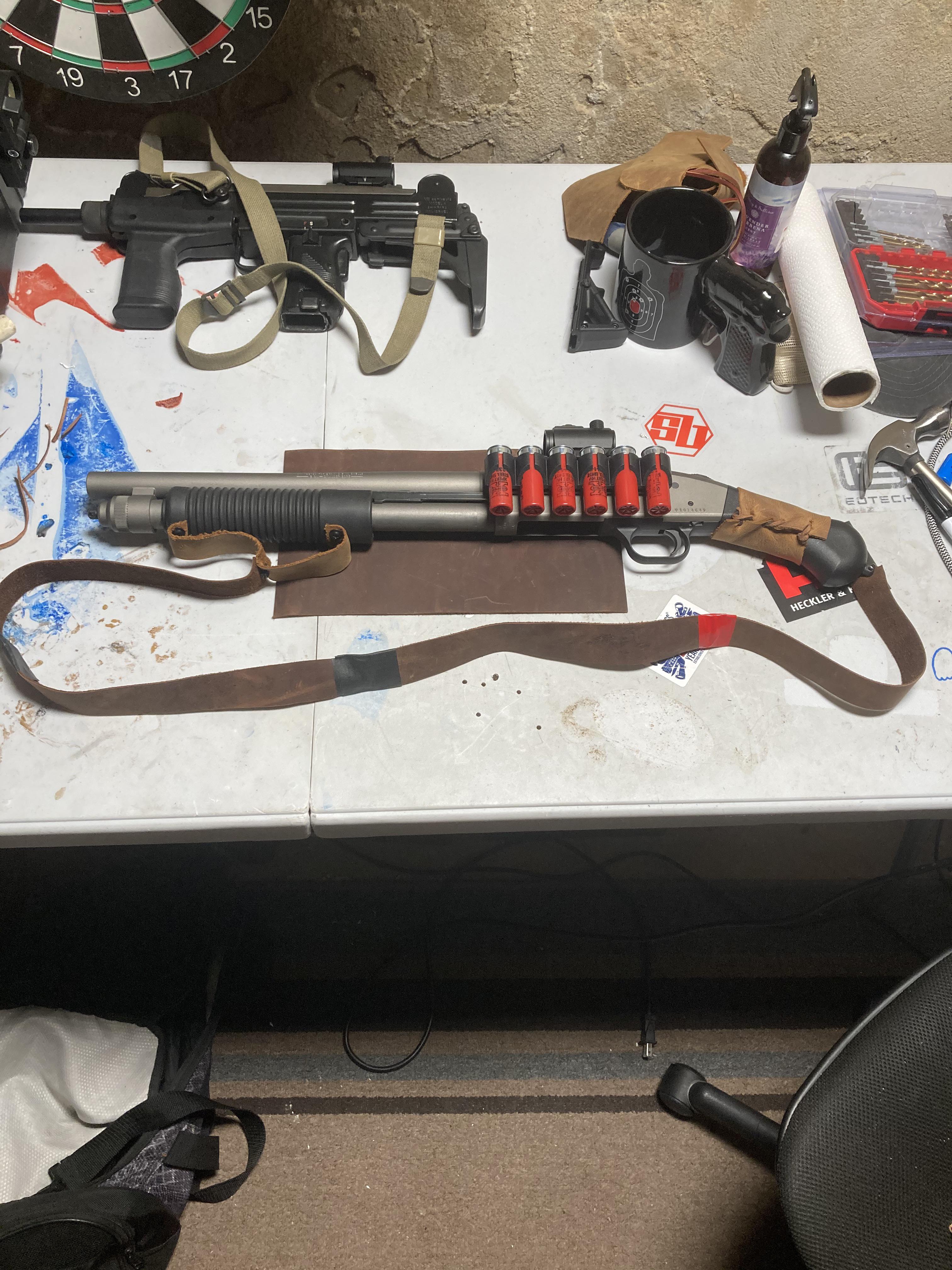 Mossberg Shockwave590, custom leather additions I’ve done to it. | Scrolller