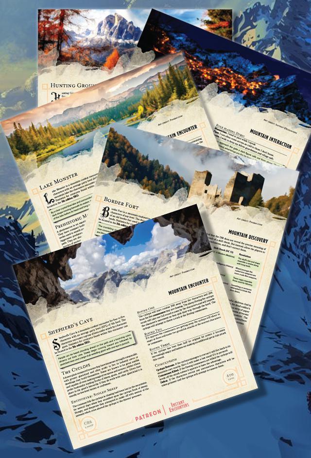 Mountain Exploration | Drop-in 5e Encounters | Encounter Artwork by Instant Encounters and DM ...