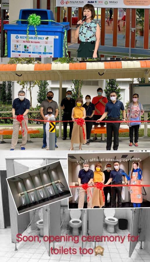 MP Amy Khor cutting ribbon at temporary bus stop opening ceremony | Scrolller