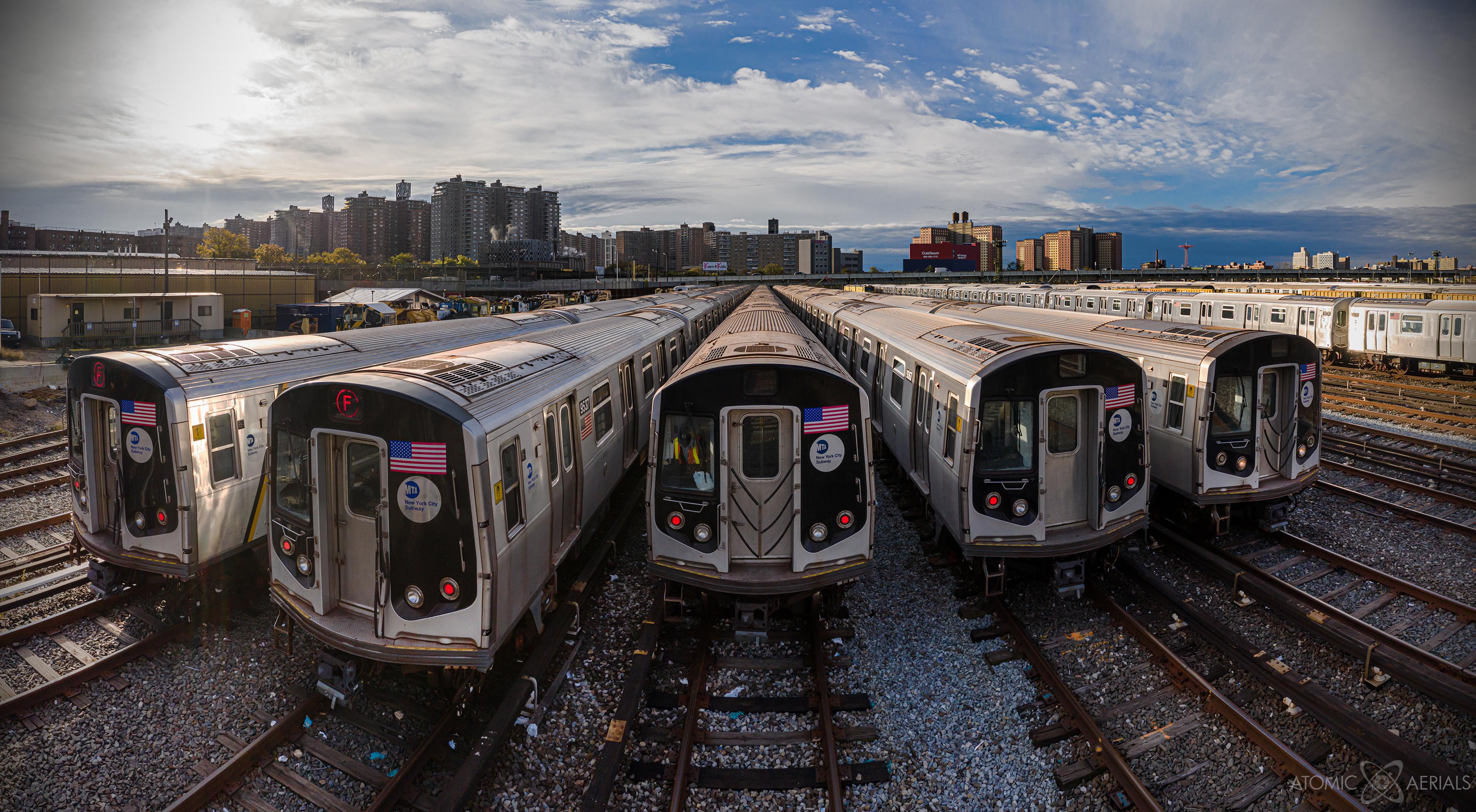 MTA trains at the Coney Island railyard in NYC | Scrolller