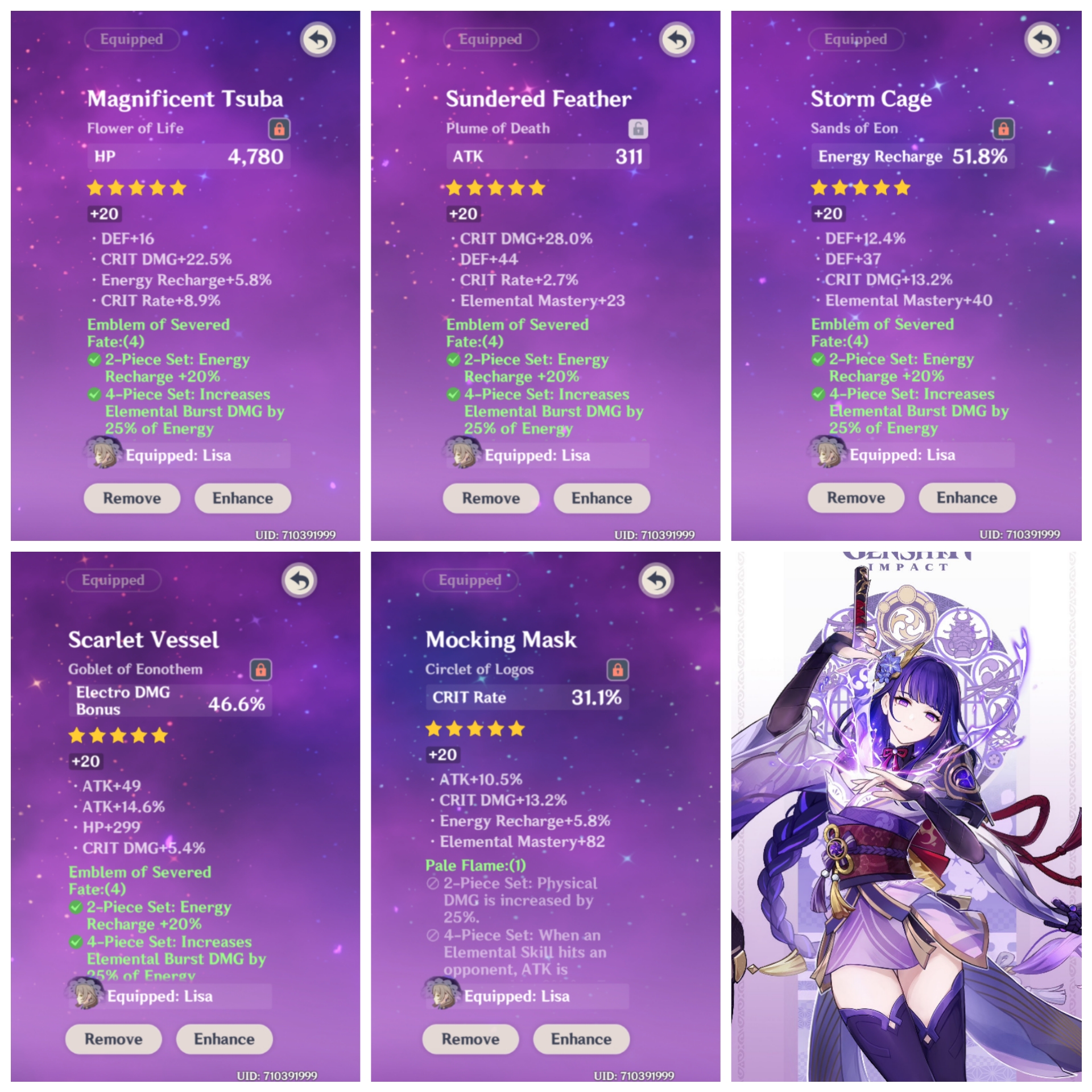 My current artifacts for Baal. | Scrolller