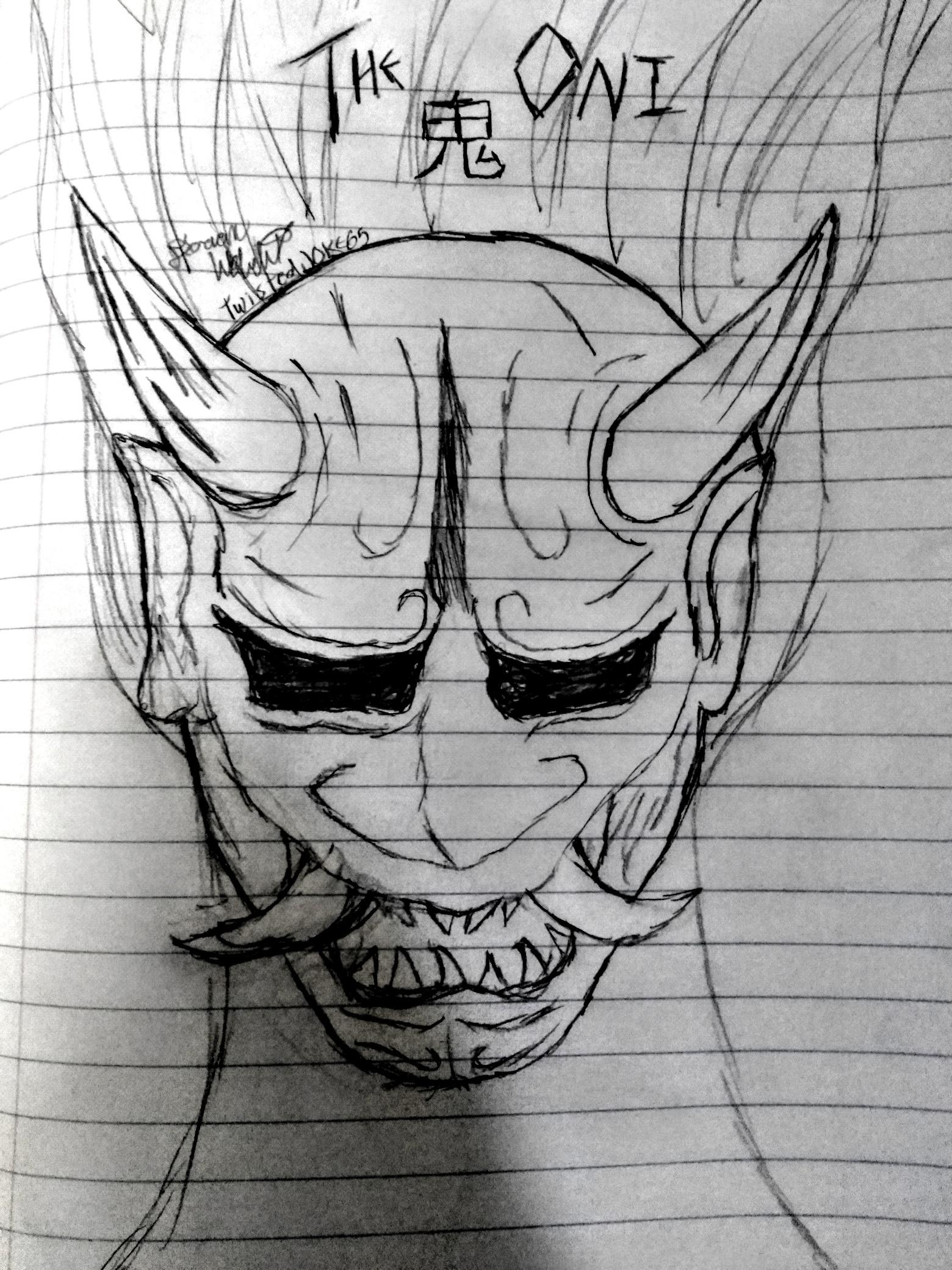 My drawing of an Oni mask, partially inspired by the DBD killer Kazan Yamaoka or "The Oni ...