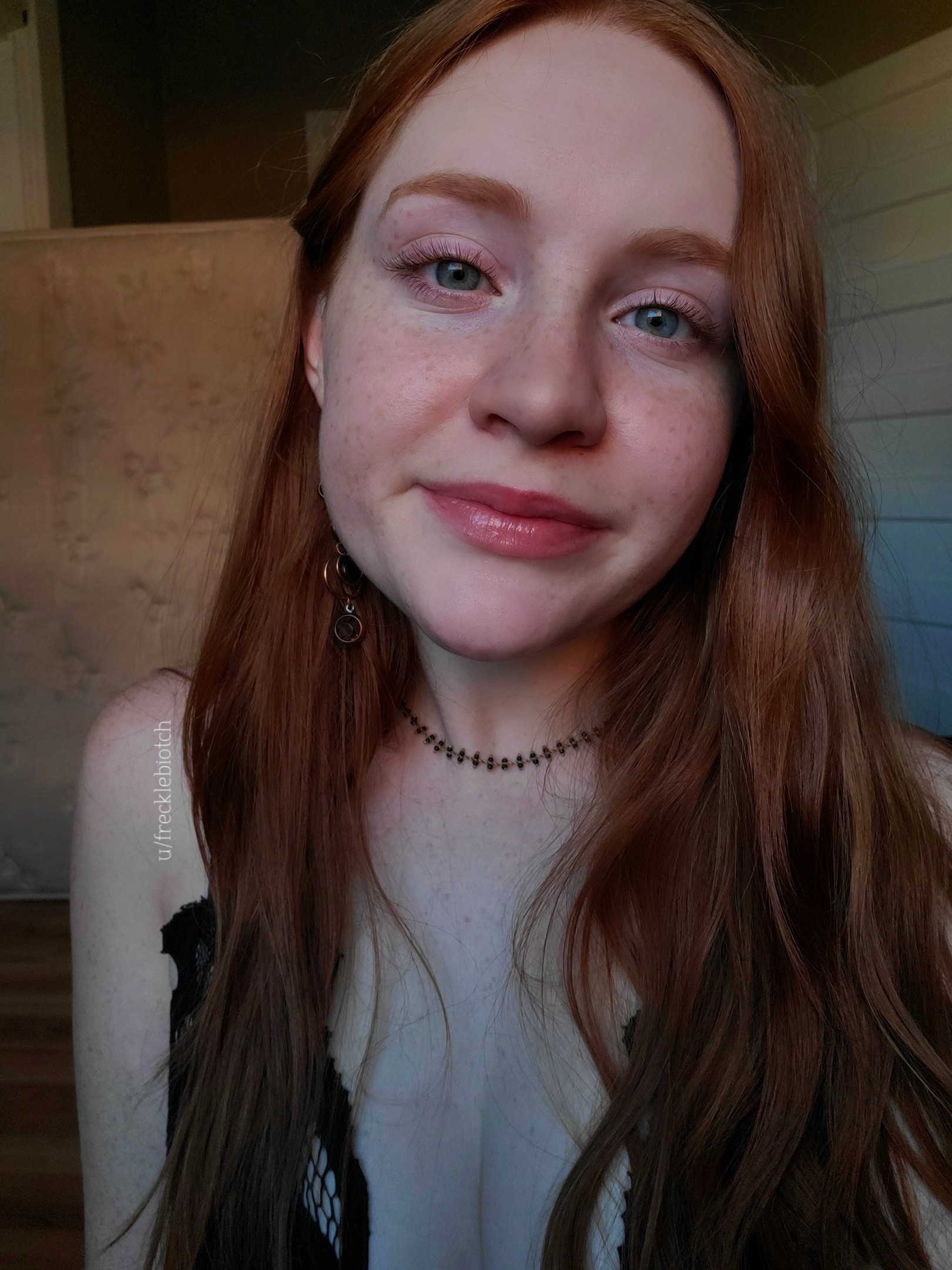 My eyes look dark blue in this photo, but they're always changing depending on lighting. 😅 ...