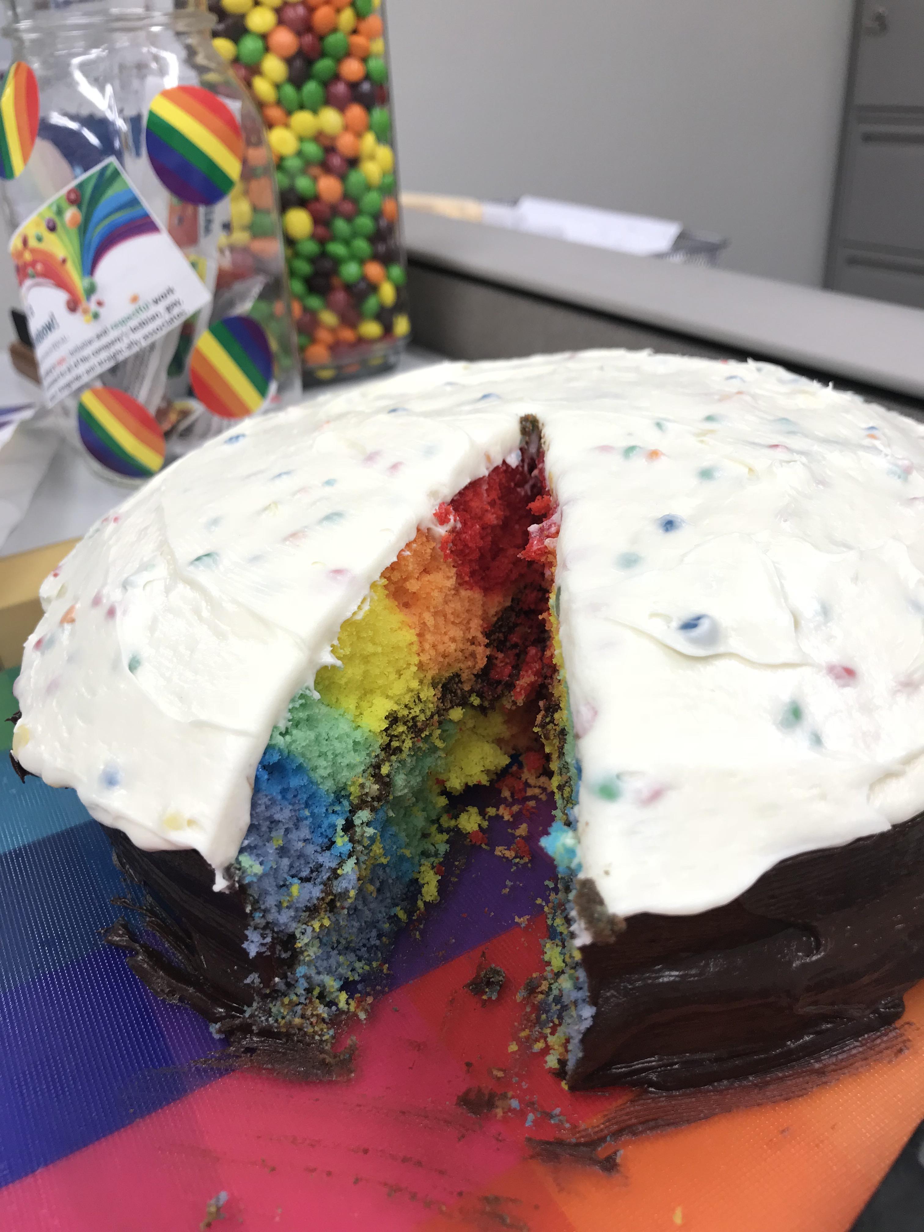 My first rainbow cake for our ally pledge booth. | Scrolller
