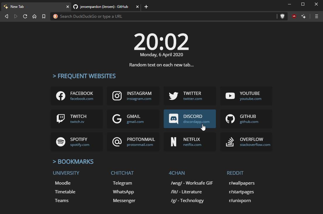 My first Startpage, inspired by jeroenpardon's sui. | Scrolller
