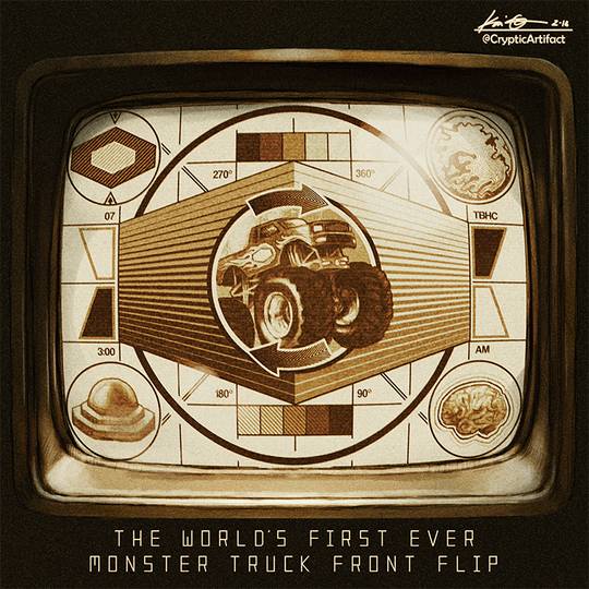 My Illustration for 'The World's First Ever Monster Truck Front Flip' | Scrolller