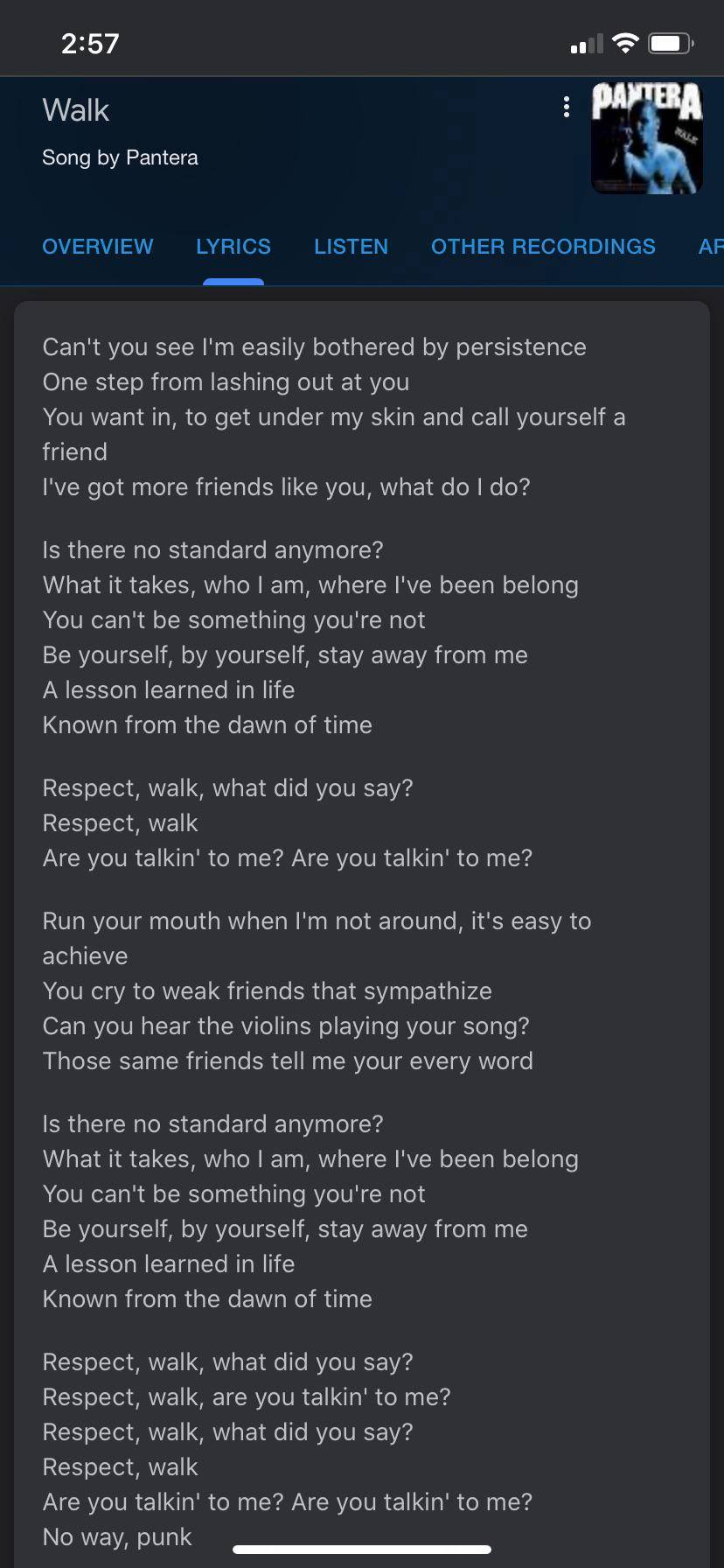 My man Tyler needs to listen to Walk by Pantera. These lyrics relate to him so much right now ...