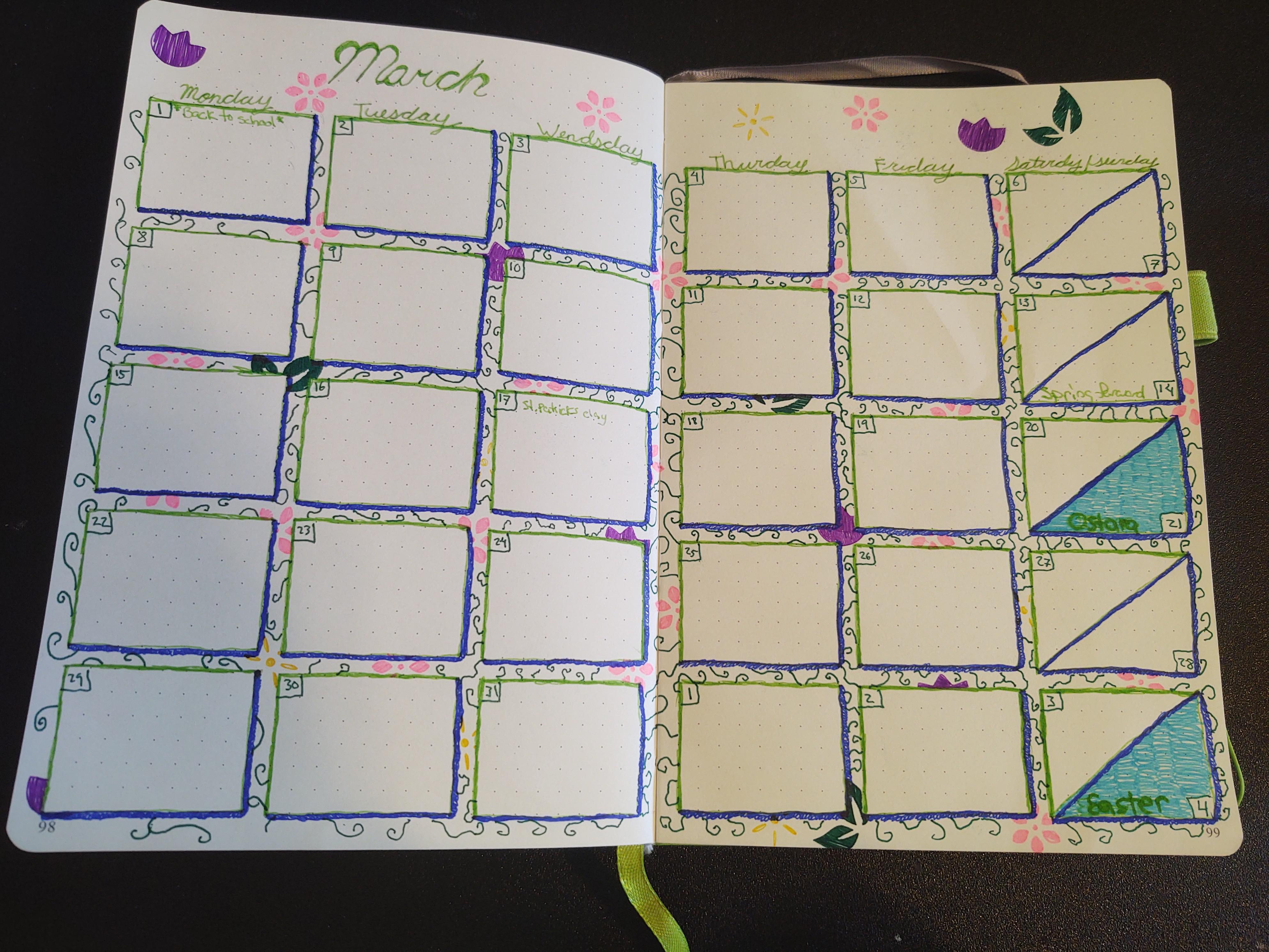My march calendar. I'm hoping that putting the extra effort in will ...