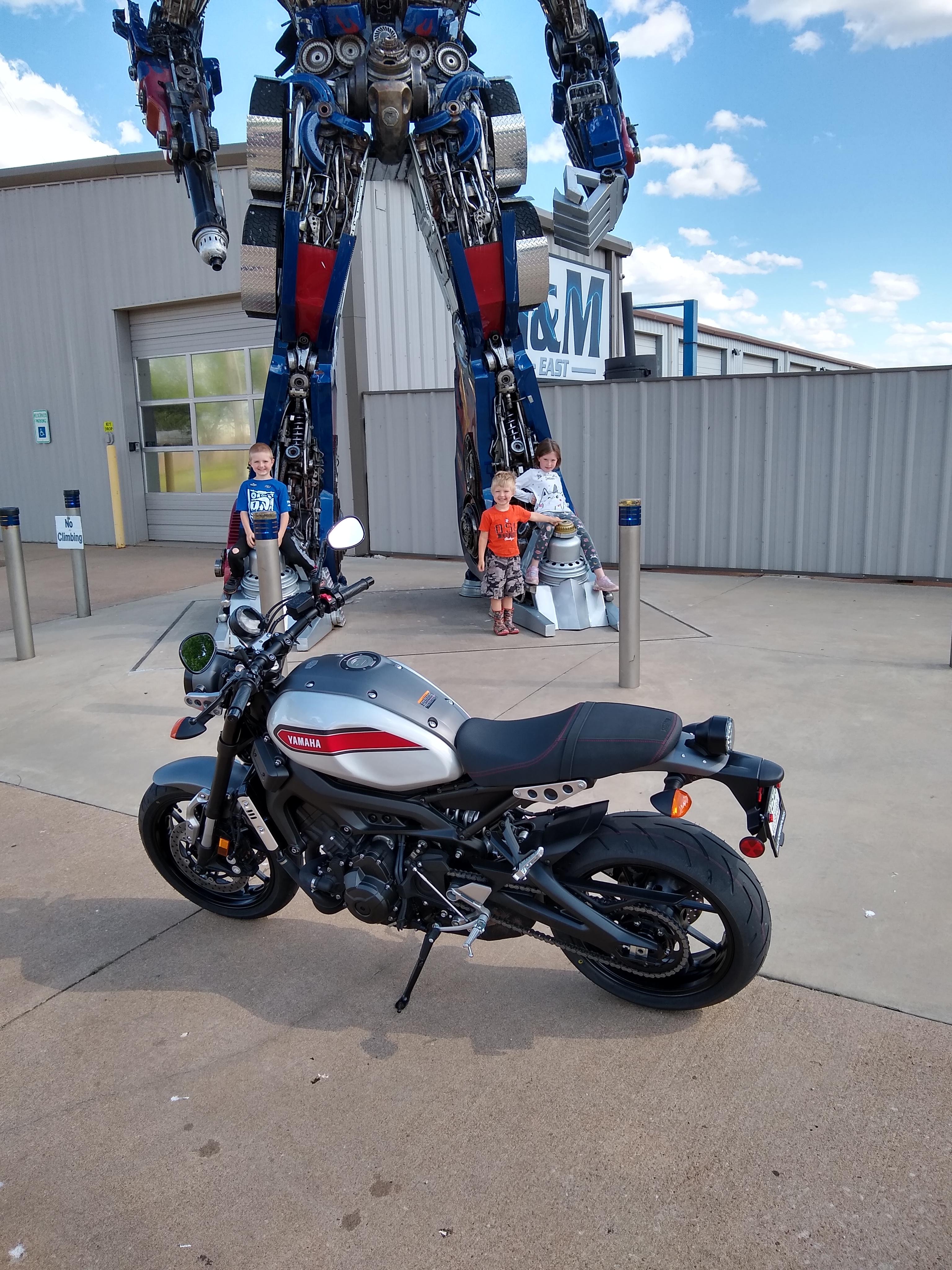 My new XSR900 in front of Optimus Prime. | Scrolller
