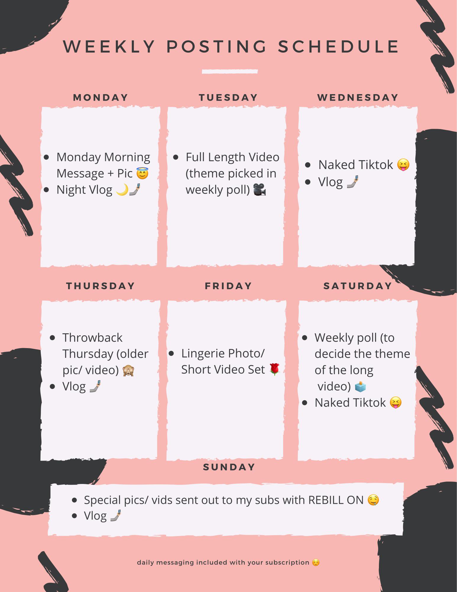 my onlyfans posting schedule 😇 | Scrolller