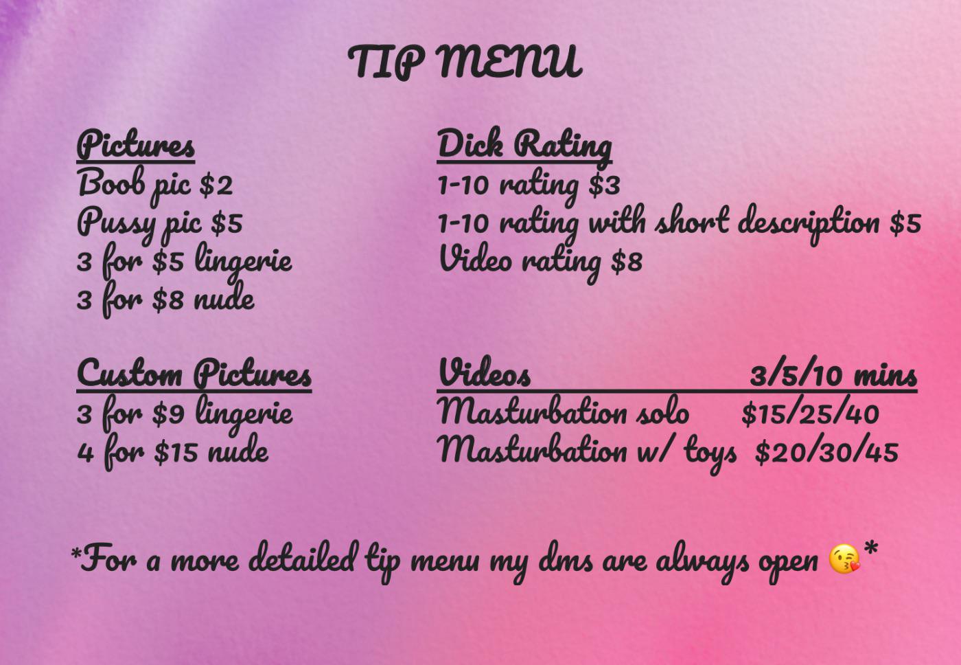 My Onlyfans tip menu 😉 | Scrolller