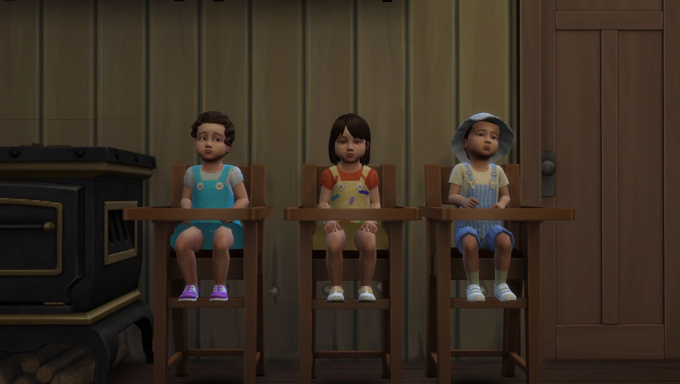 My sim had triplets for the first time ever! And it happened to fall while I was doing the ...
