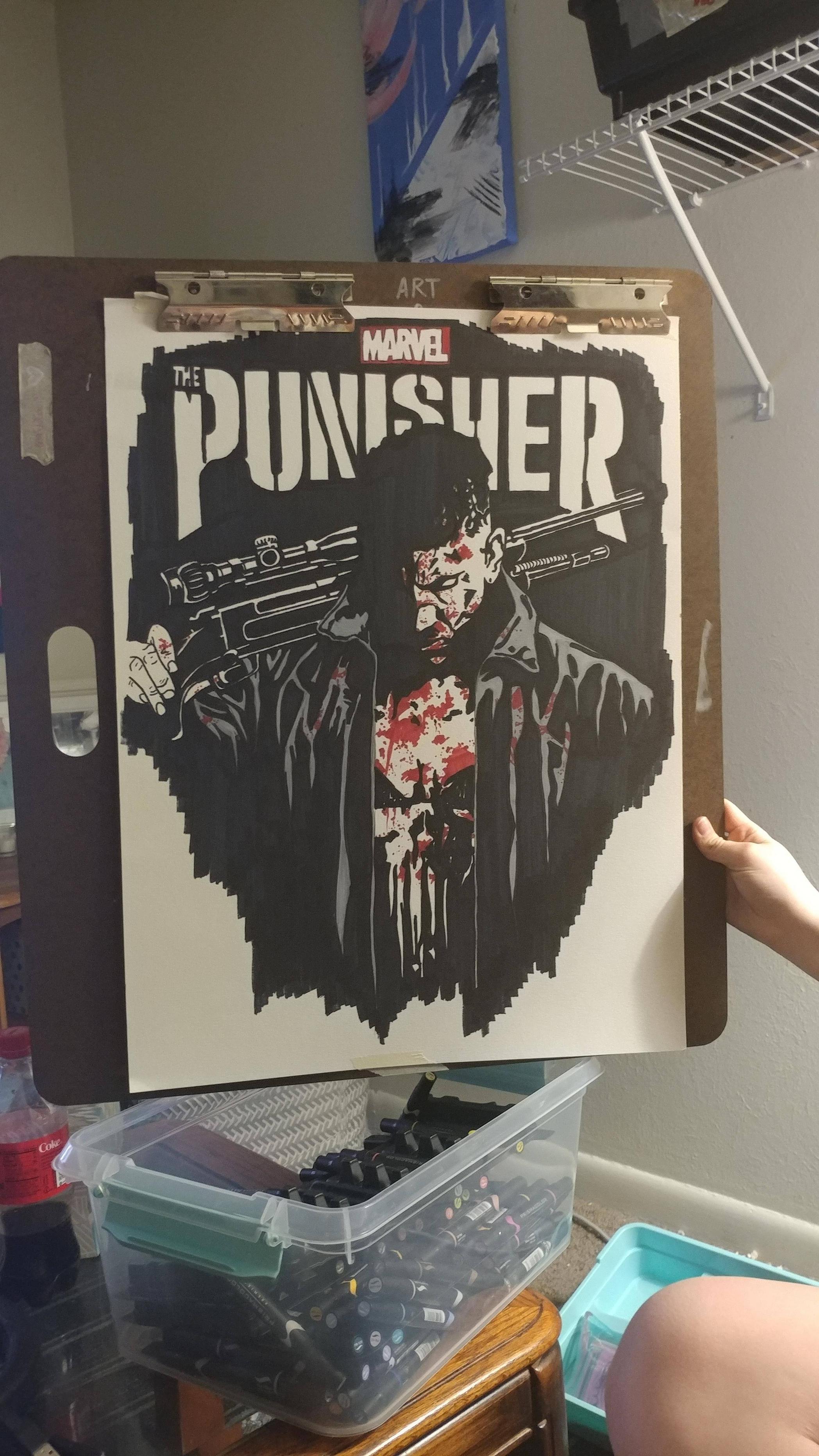 My wife sharpied the official poster (The Punisher) for us to hang up! | Scrolller