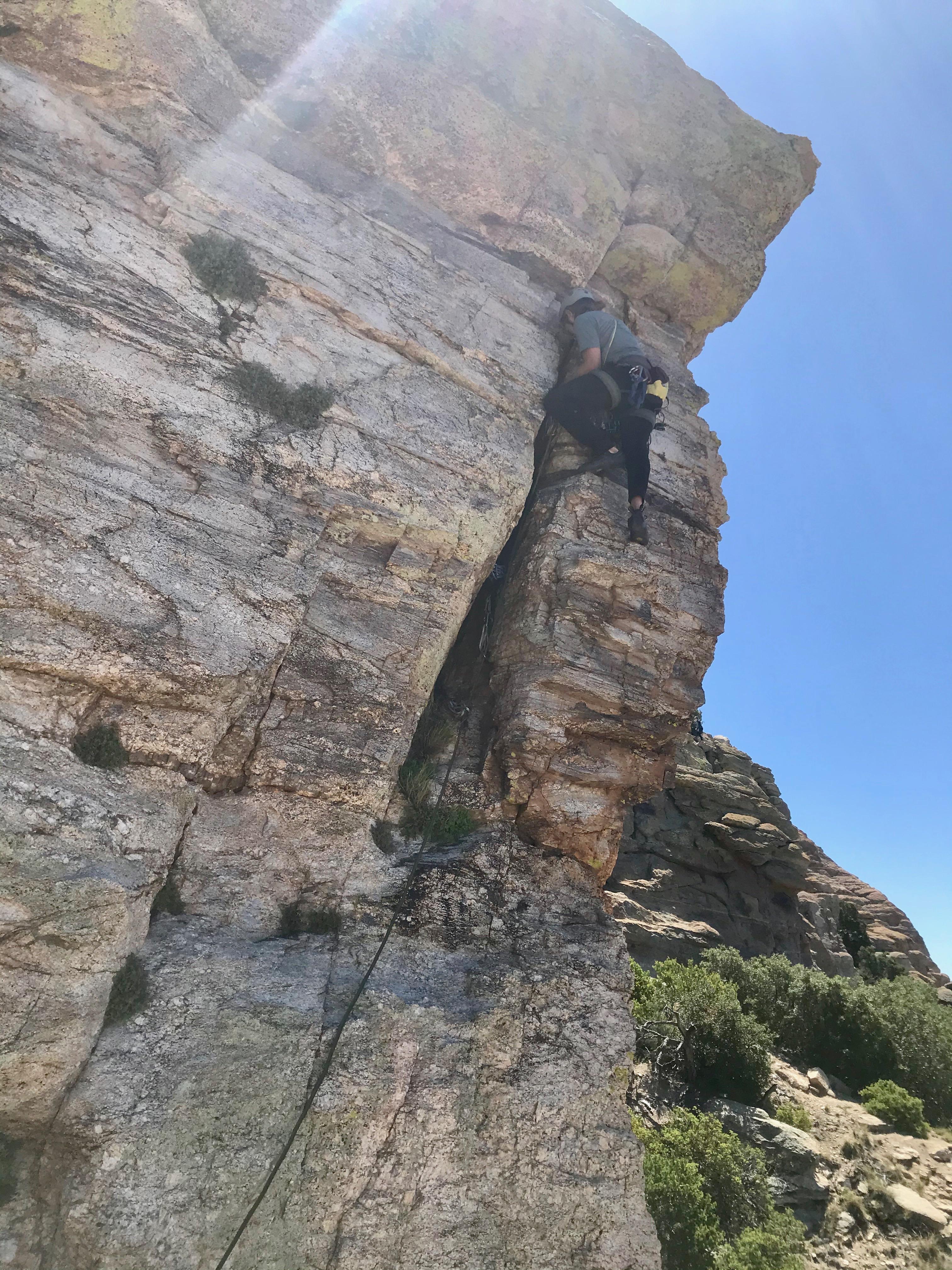 Myself on a low difficulty trad line on mt lemmon at windy point area. Baby steps! | Scrolller