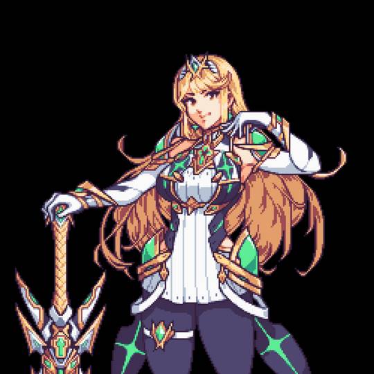 Mythra from Xenoblade Chronicles 2 as a GBAFE styled halfbody! | Scrolller