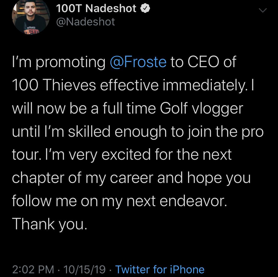 Nadeshot stepping down as CEO | Scrolller