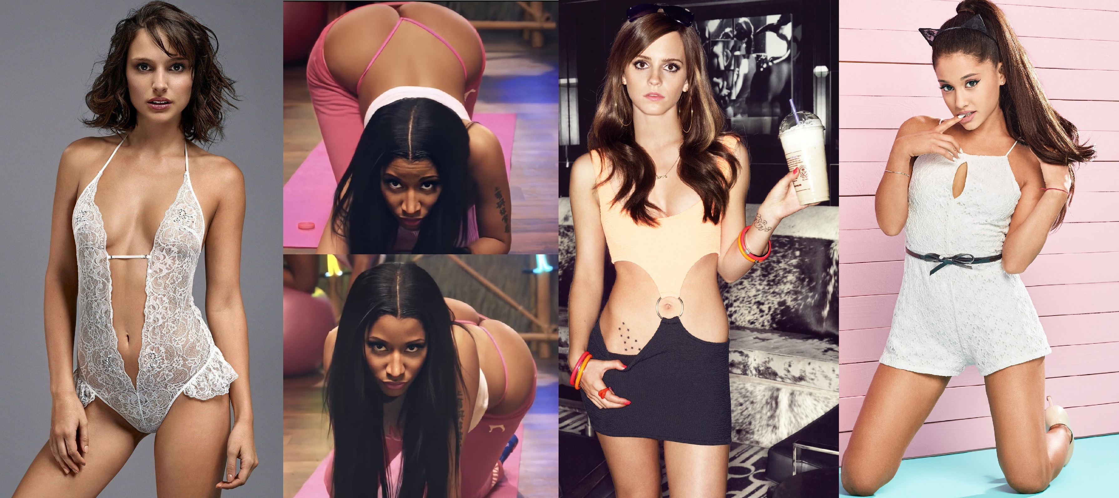 Natalie Portman,Nicki Minaj,Emma Watson,Ariana Grande: pick your pair out of them | Scrolller