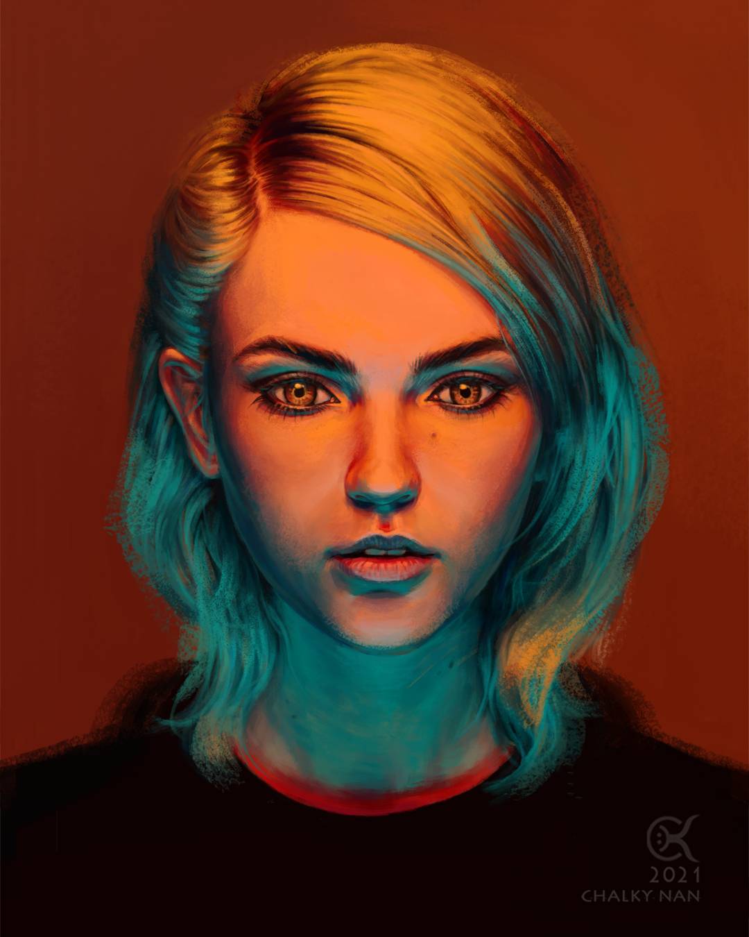 Neon Girl - imaginary girl portrait practice | Scrolller
